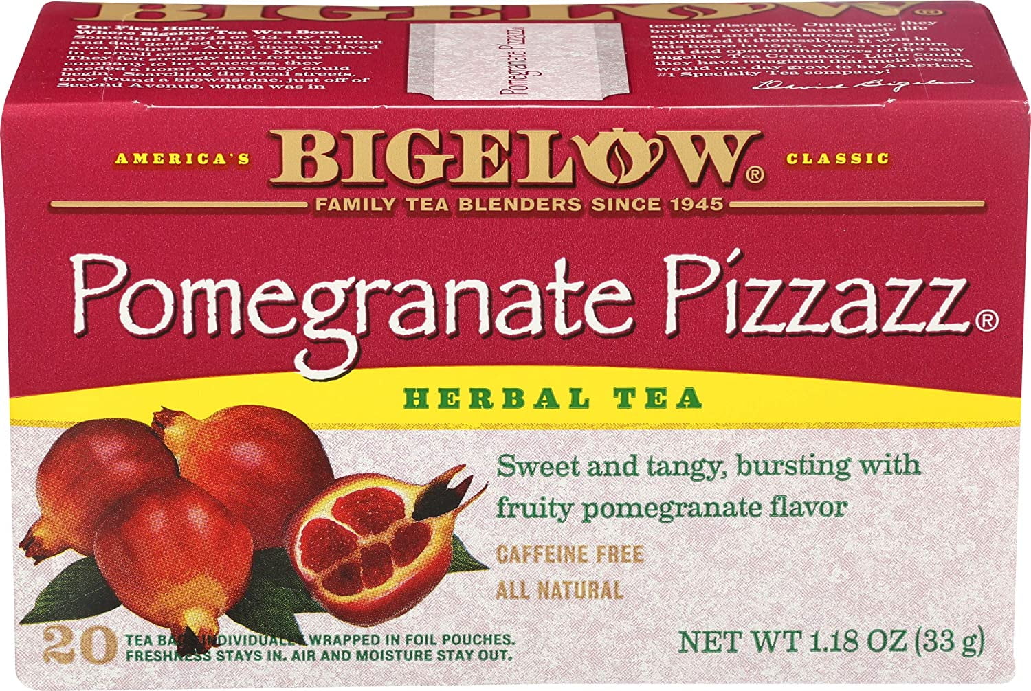 Bigelow Tea - Herb Tea Pomegranate Pizzazz - 20 Tea Bags - Walmart.com