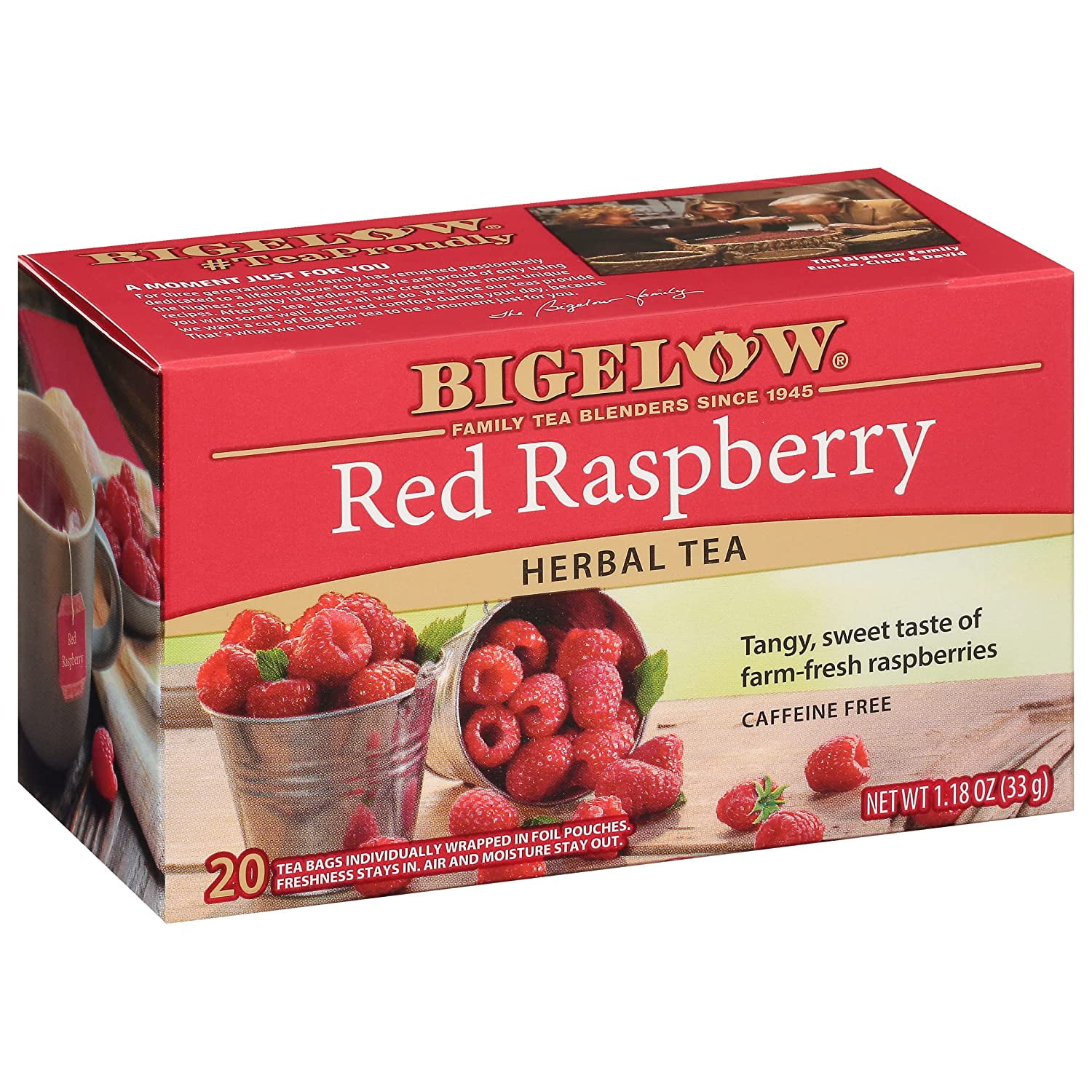 Bigelow Decaffeinated Herbal Tea, Red Raspberry Flavor - 20 Tea Bags ...