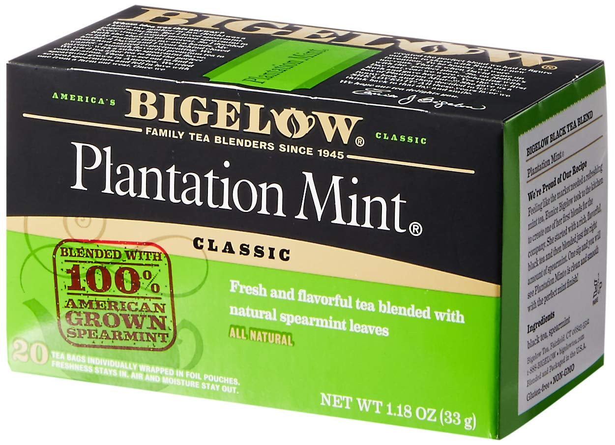 Bigelow Tea Plantation Mint Black Tea, 20 Tea Bags, Refreshing Mint ...