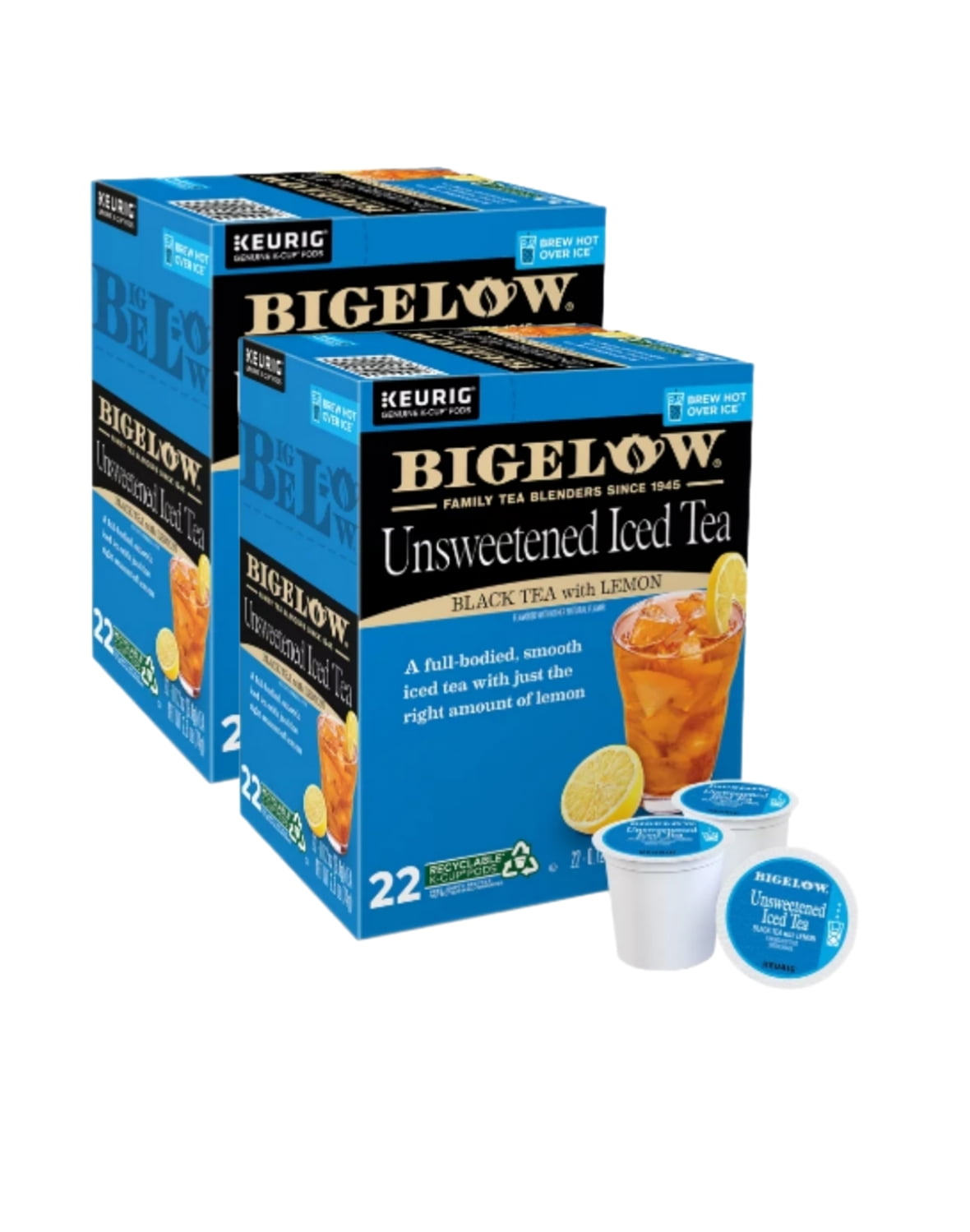 Bigelow Unsweetened Black Iced Tea with Lemon K Cups Pods, 44 Total ...