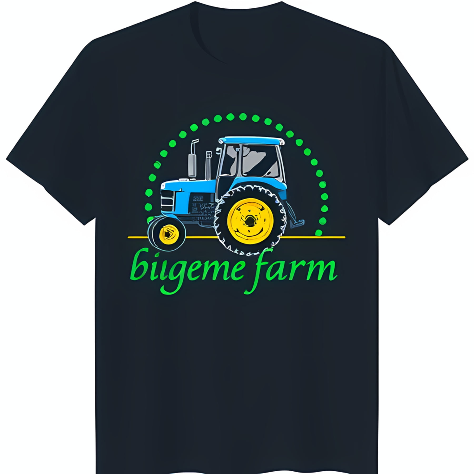 Bigeme Farm Cartoon Tractor T-Shirt for and Adults Blue Graphic Tee ...