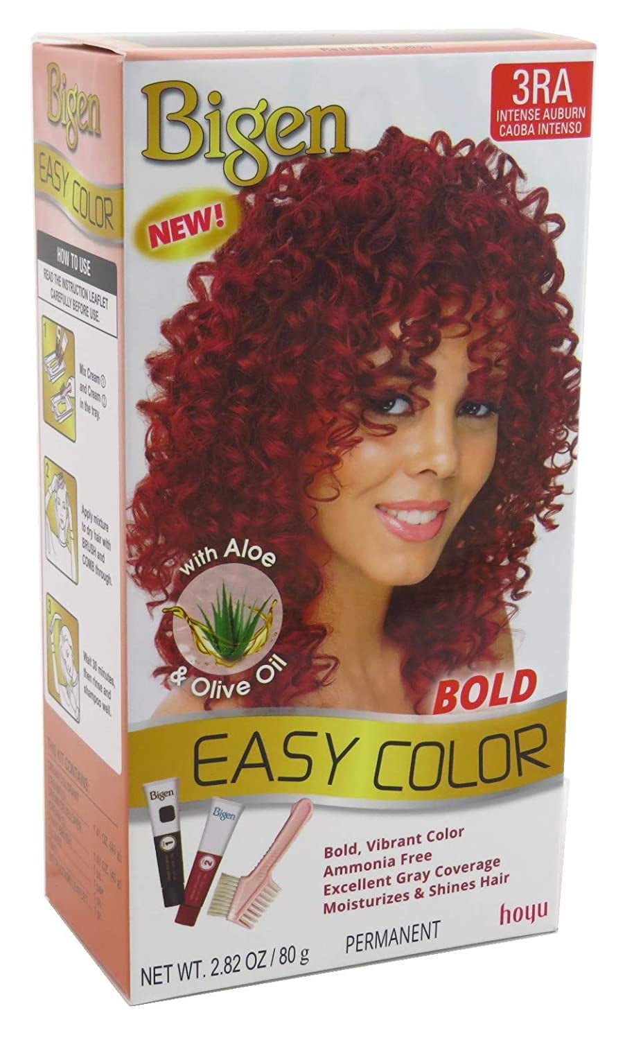 Bigen Easy Color Permanent #3ra Intense Auburn Kit With Aloe & Olive ...