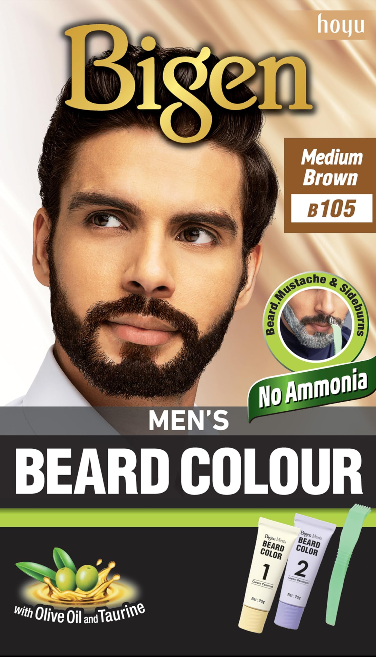 Bigen Men'S Beard Color Medium Brown 20Gm+20Gm -105, 102 G - Walmart.com