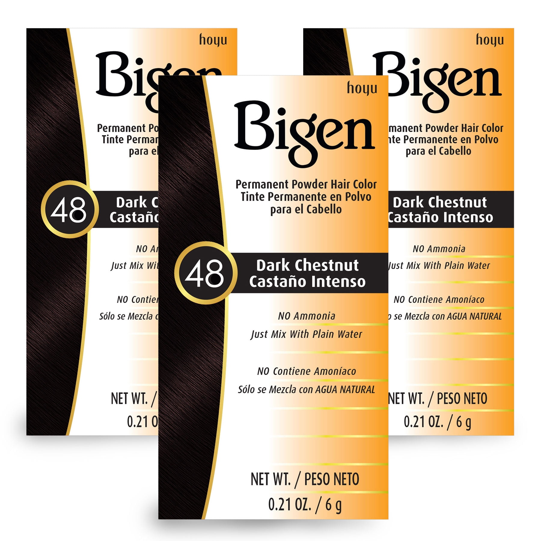 Bigen Permanent Powder Hair Color 3-Pack: 48 Dark Chestnut - Walmart.com