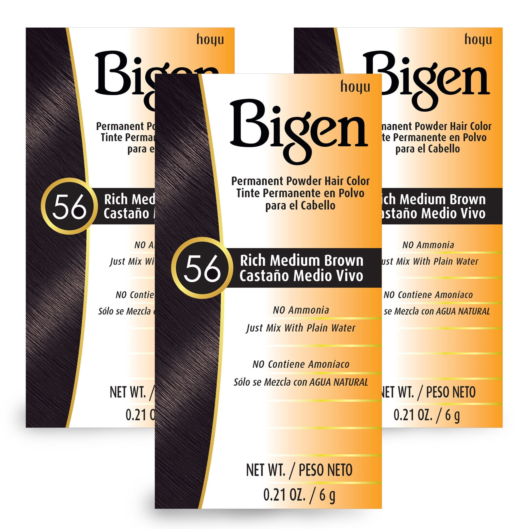 Bigen Permanent Powder Hair Color 3-Pack: 56 Rich Medium Brown ...