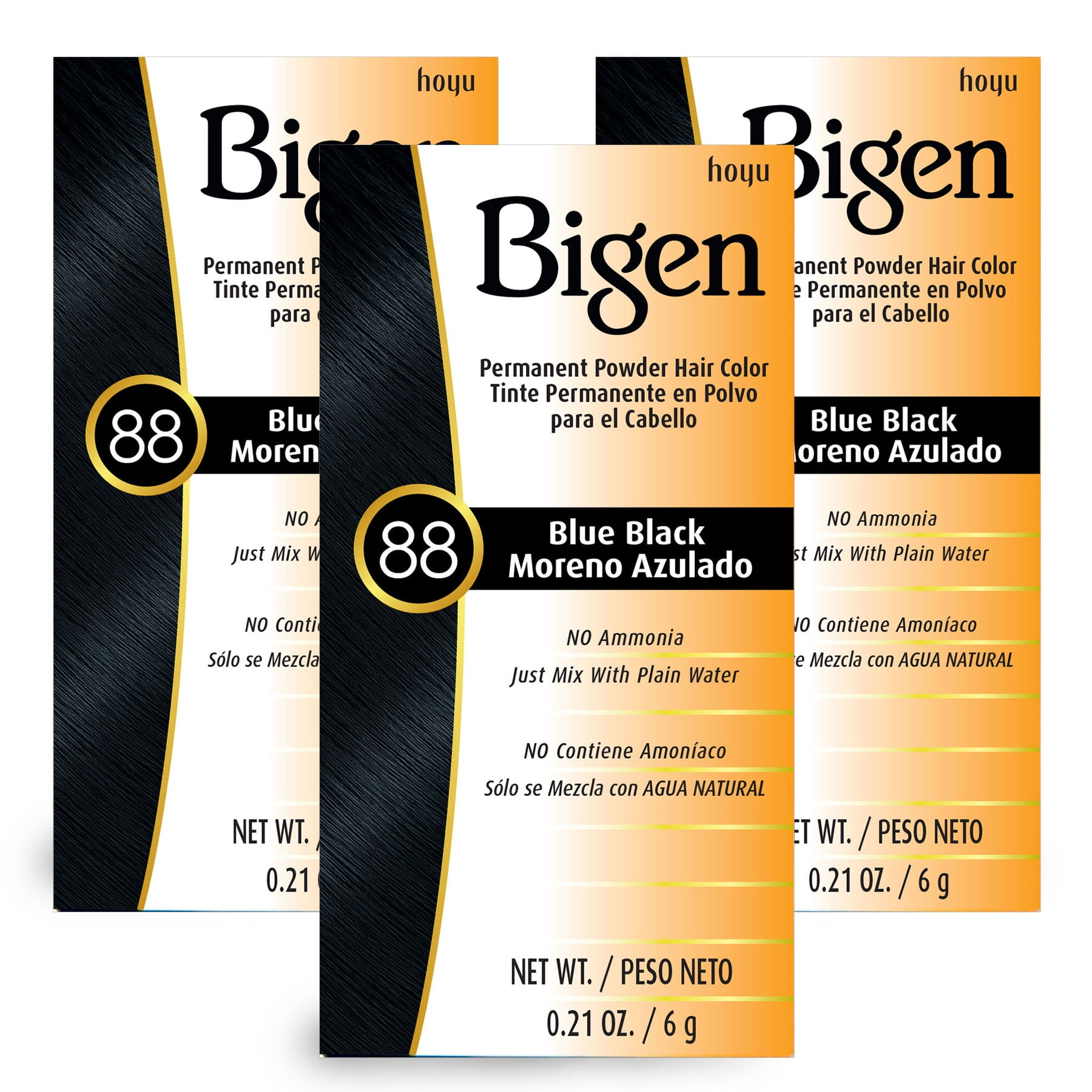 Bigen Permanent Powder Hair Color 3-Pack: 88 Blue Black - Walmart.com