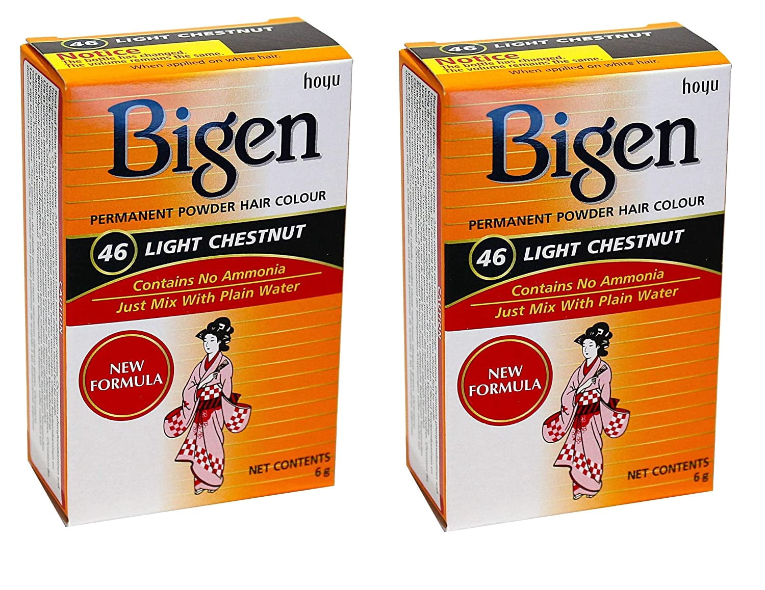Bigen Permanent Powder Hair Color, 46 Light Chestnut, 0.21 Oz., Pack of ...