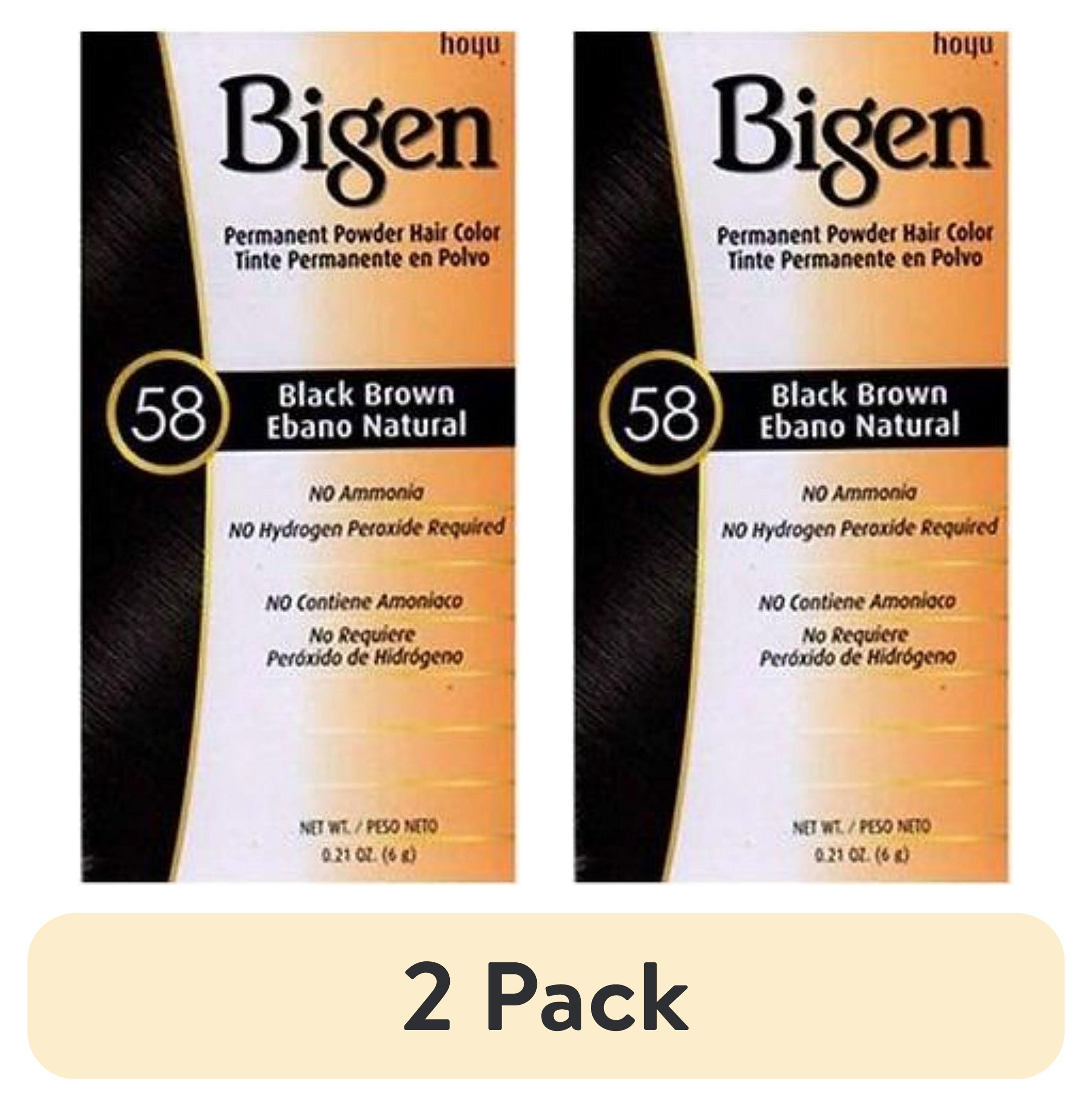 (2 pack) Bigen Permanent Powder Hair Color 58 Black Brown 1 ea ...