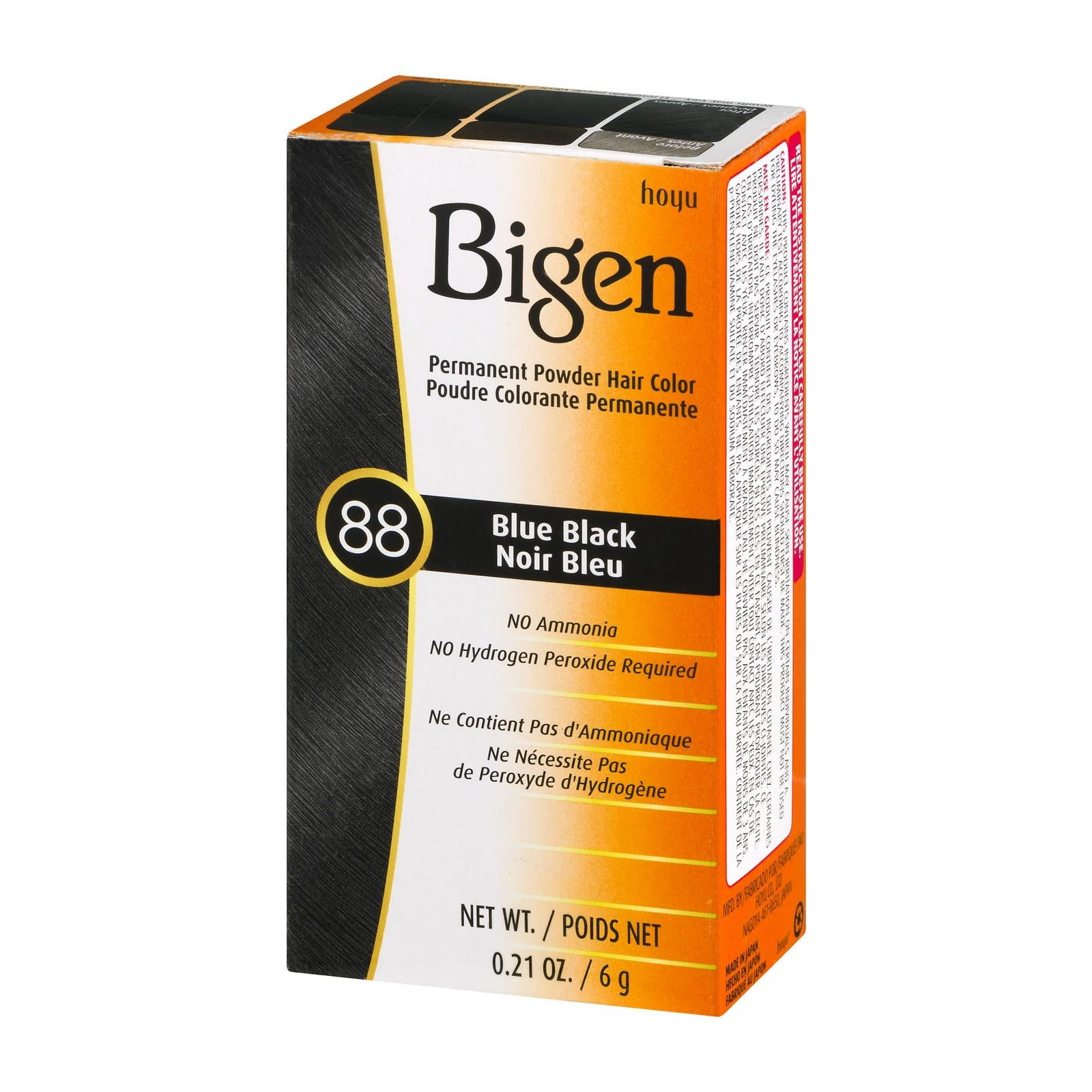 Bigen Permanent Powder Hair Color, 88 Blue Black, 0.21 Oz., Pack of 2 ...