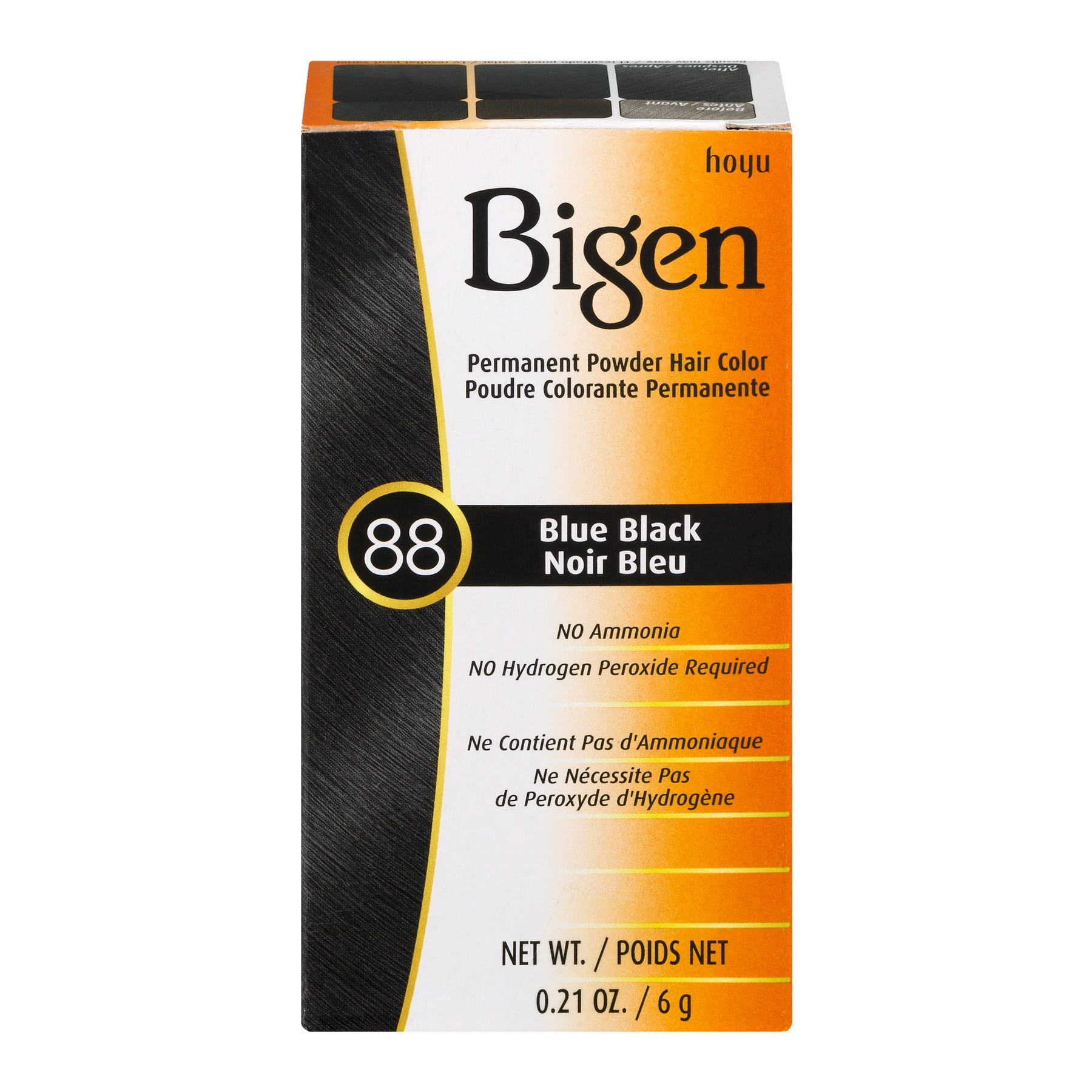 Bigen Permanent Powder Hair Color, 88 Blue Black, 0.21 Oz., Pack of 2 ...