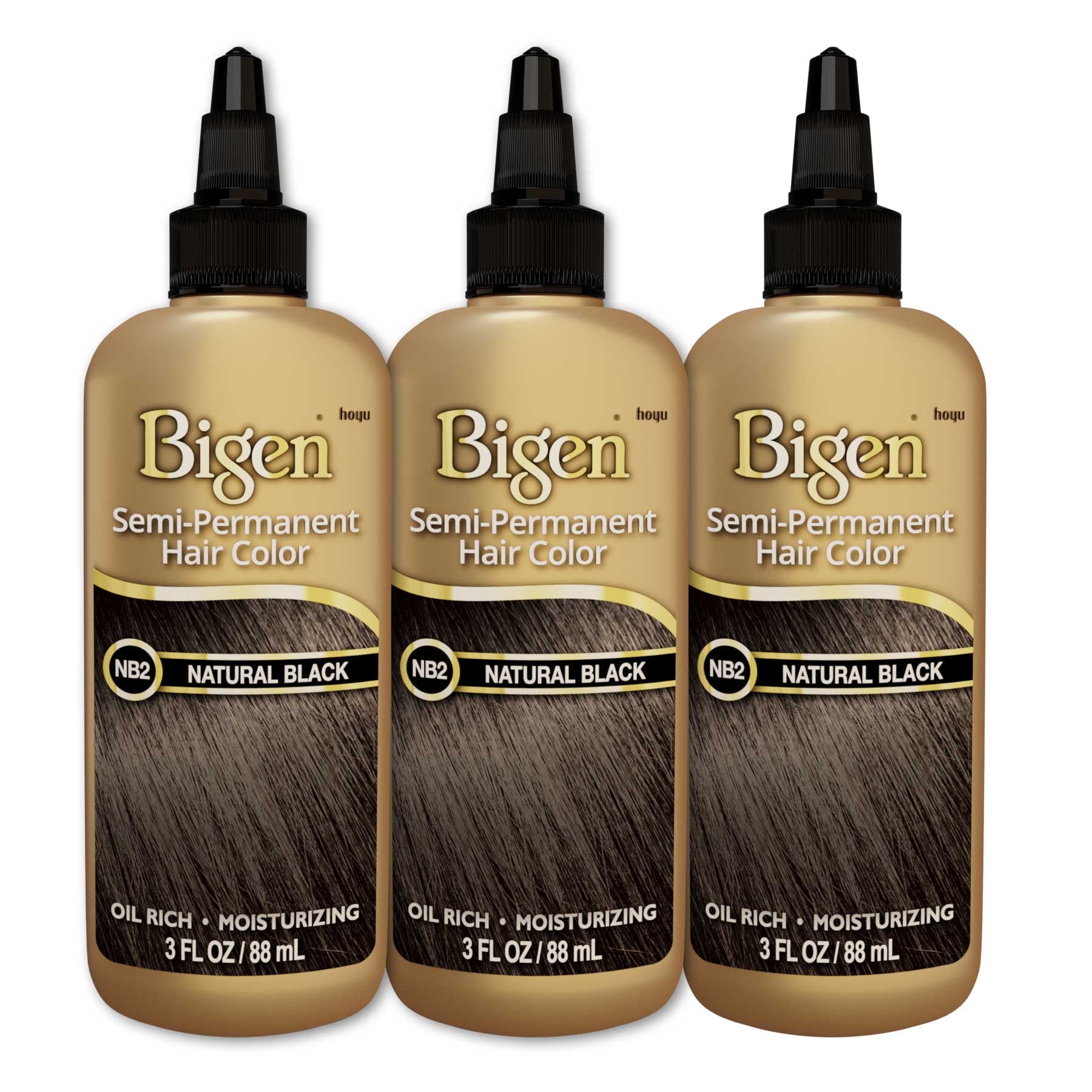 Bigen Semi-Permanent Hair Color NB2 Natural Black 3-Pack - Walmart.com