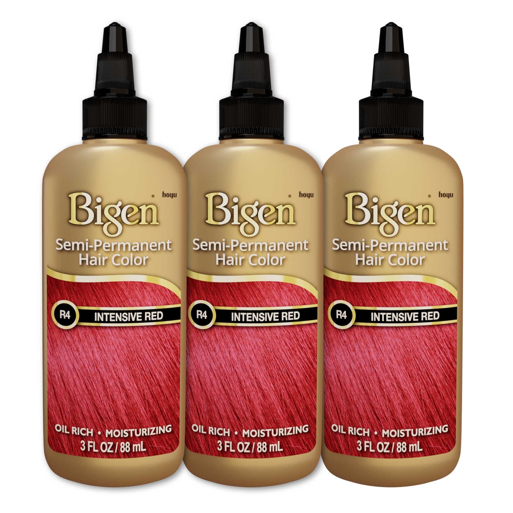 Bigen Semi-Permanent Hair Color R4 Intensive Red 3-Pack - Walmart.com
