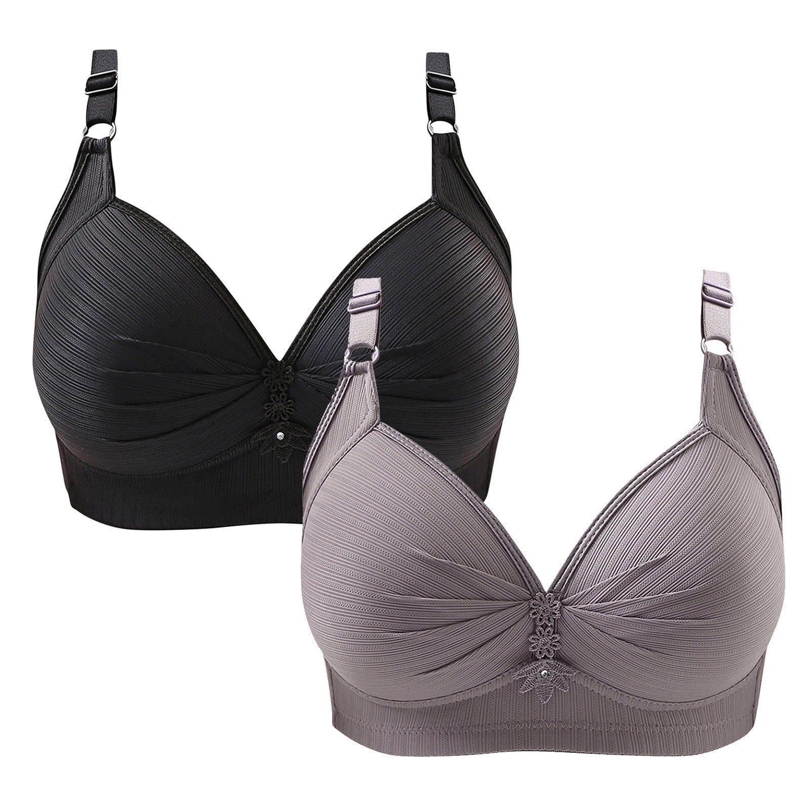Bigersell 2 Pack Bras for Women Plus Size Full-Coverage Wireless Bras ...