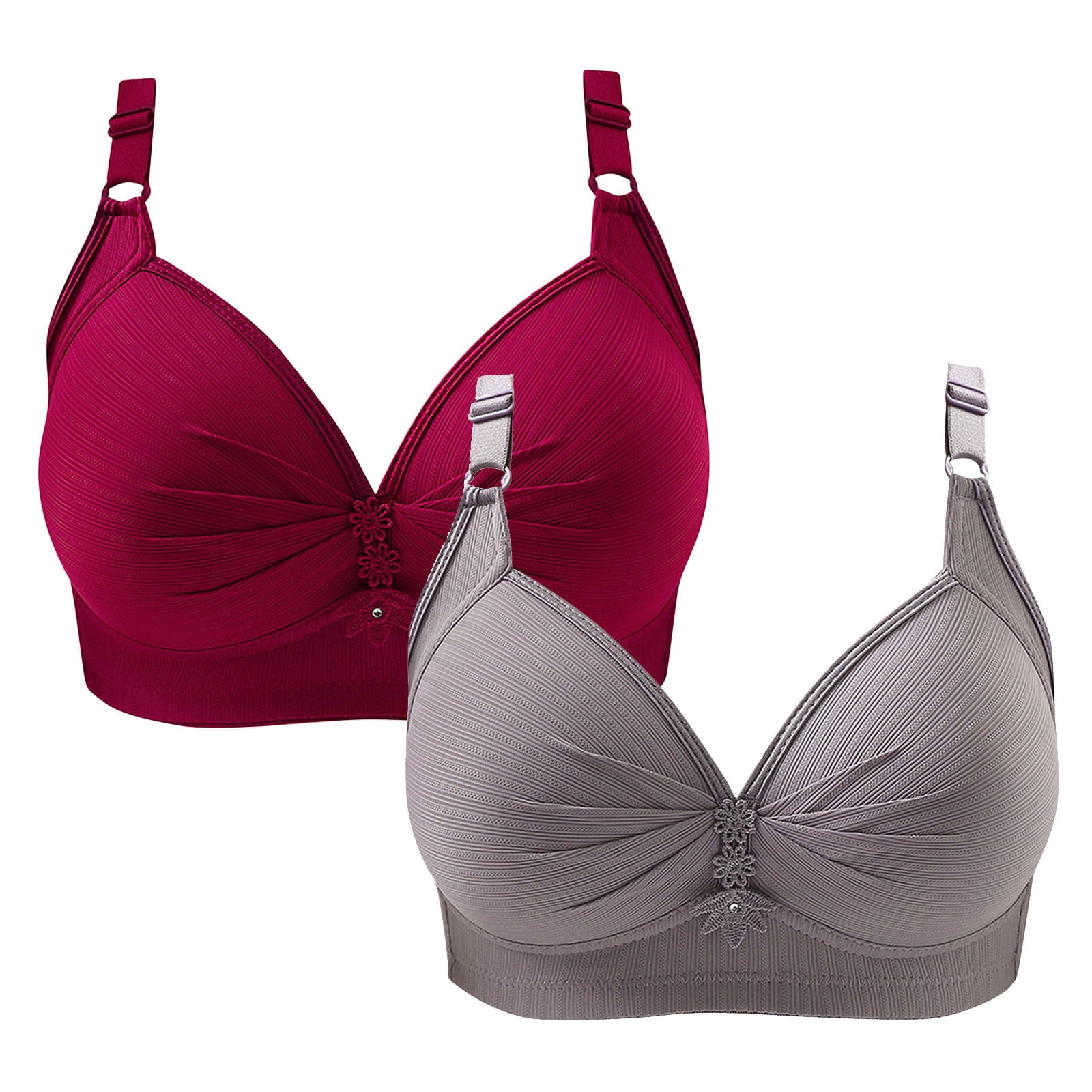 Bigersell 2pcs Full-Coverage Bras for Women Plus Size Push up Bras No ...