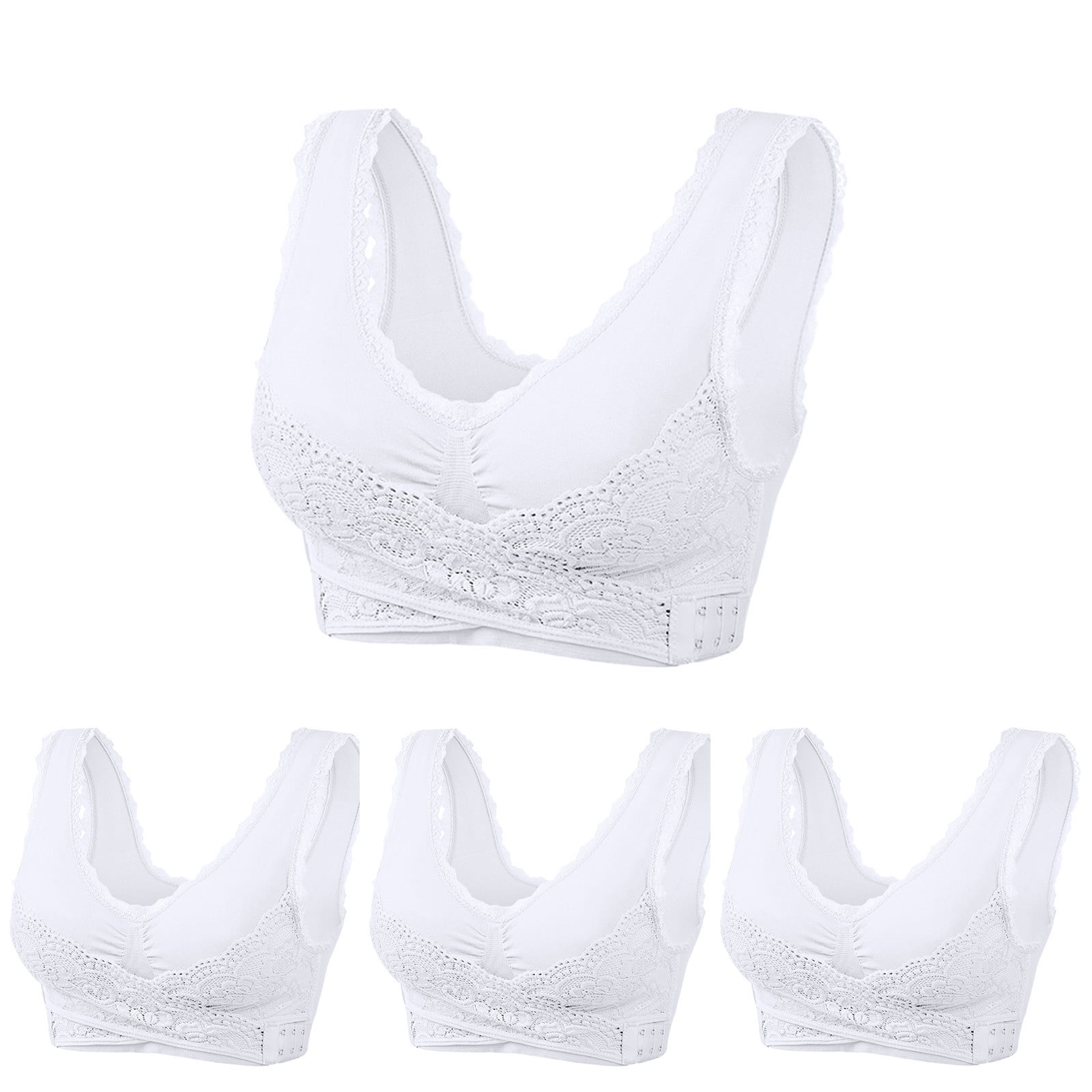 Bigersell 4 Pack Push-up Bra for Women Comfy Corset Bra Front Cross ...