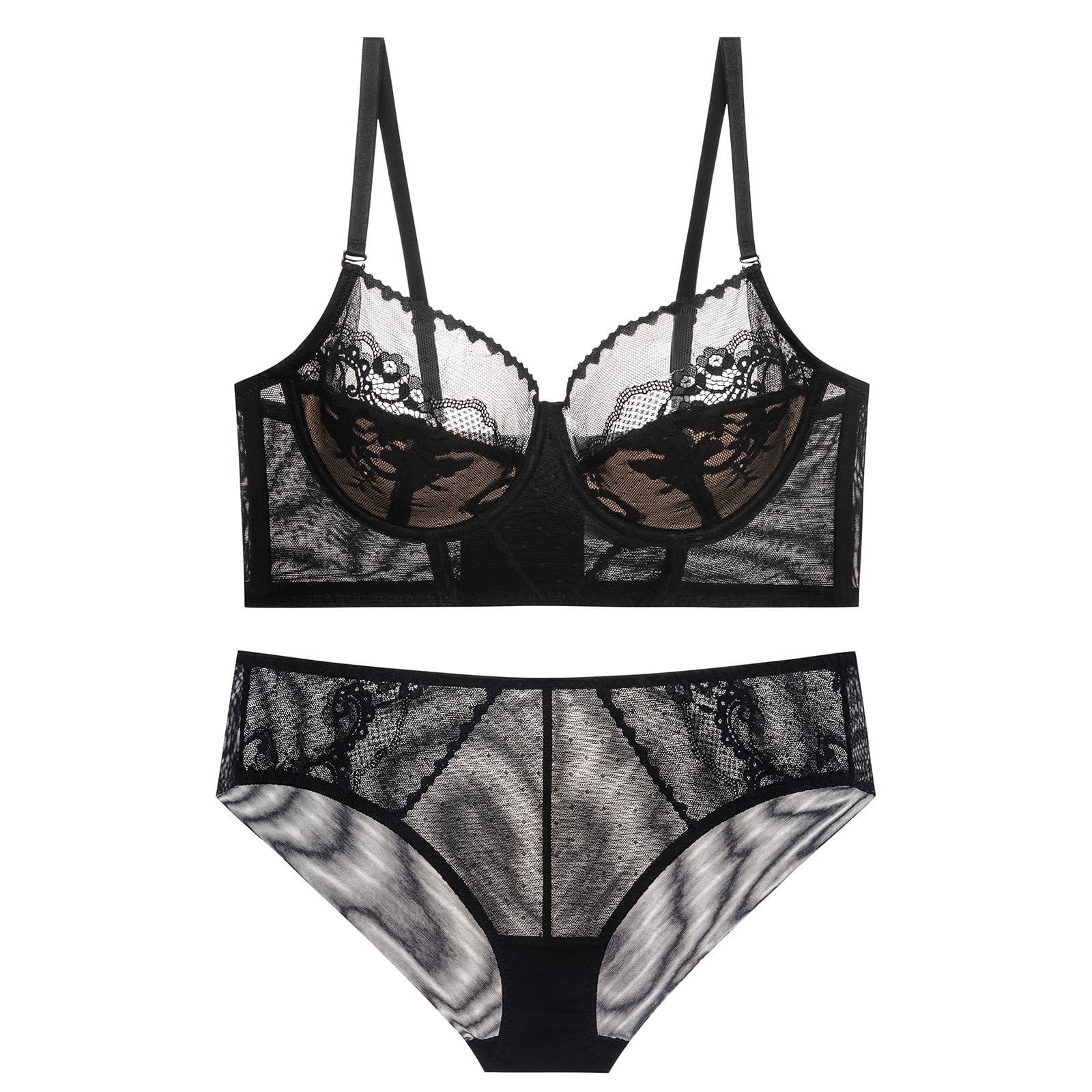 Bigersell Backless Bra Women Lace Thin Soft Underwire Big Chest Show ...