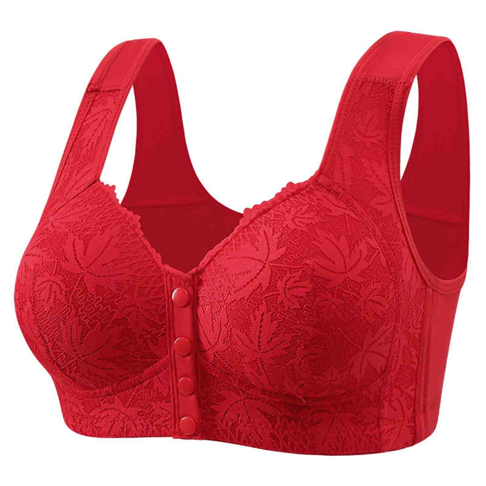 Bigersell Bra For Seniors Women Comfortable Snap Bra Snap Front Push Up Padded Bras No