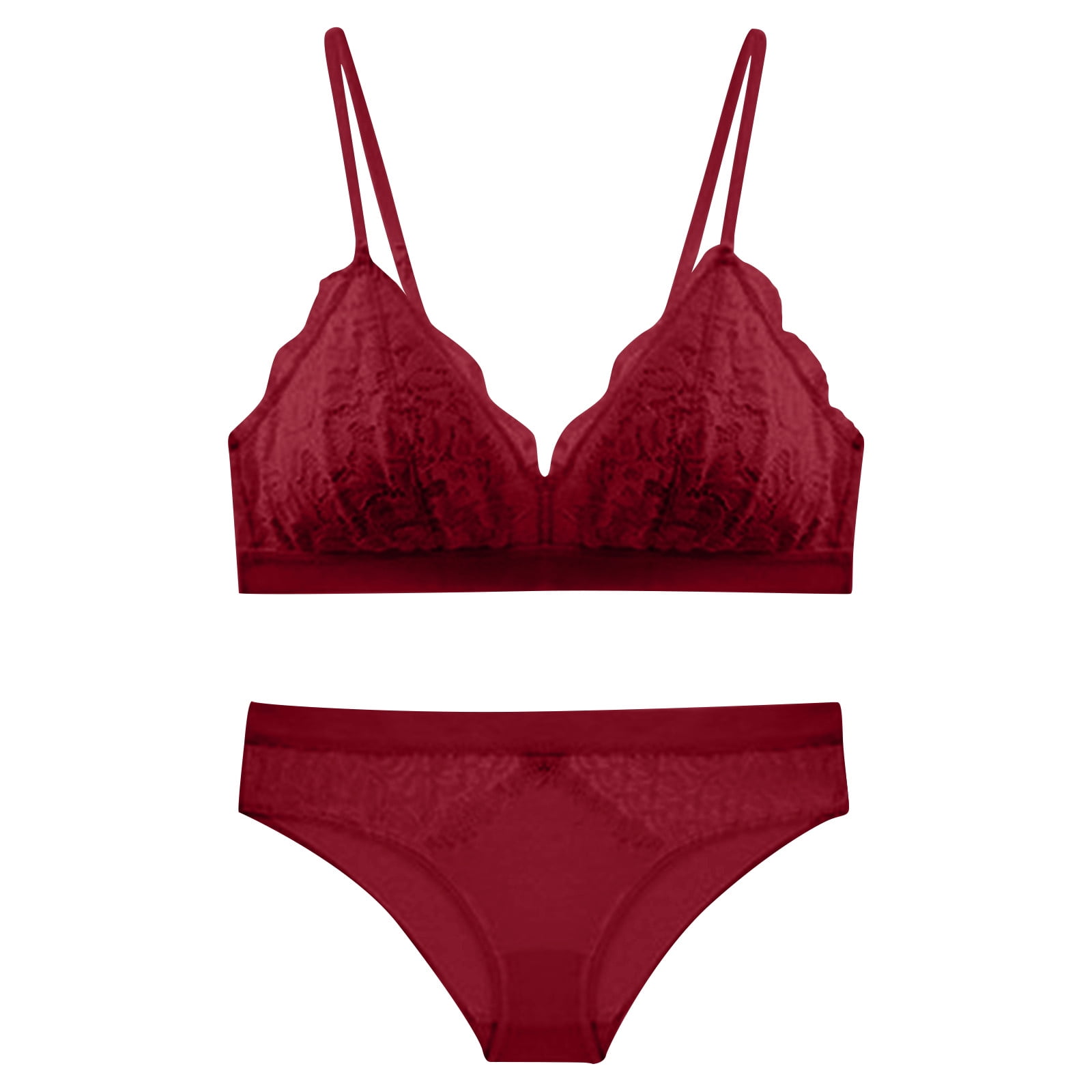 Bigersell Bras Panty Set for Women Spaghetti Strap V-Neck Lace ...