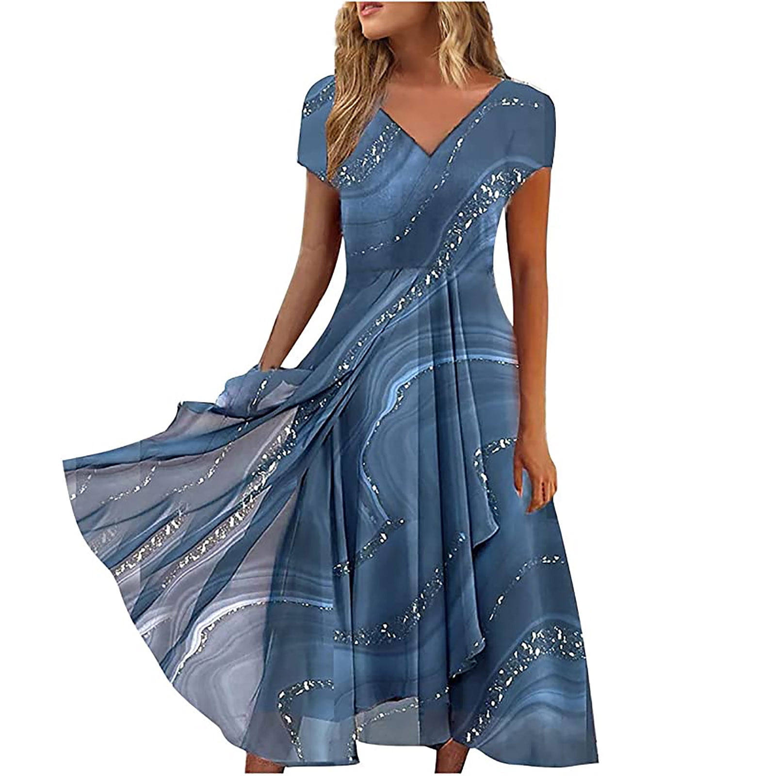 Bigersell Formal Dresses for Women Evening Party Midi Dress Summer V ...