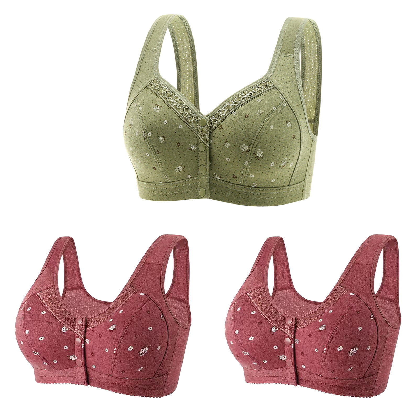 Bigersell Front Close Button Bras 3pcs Push-Up Bra Style R-41 ...