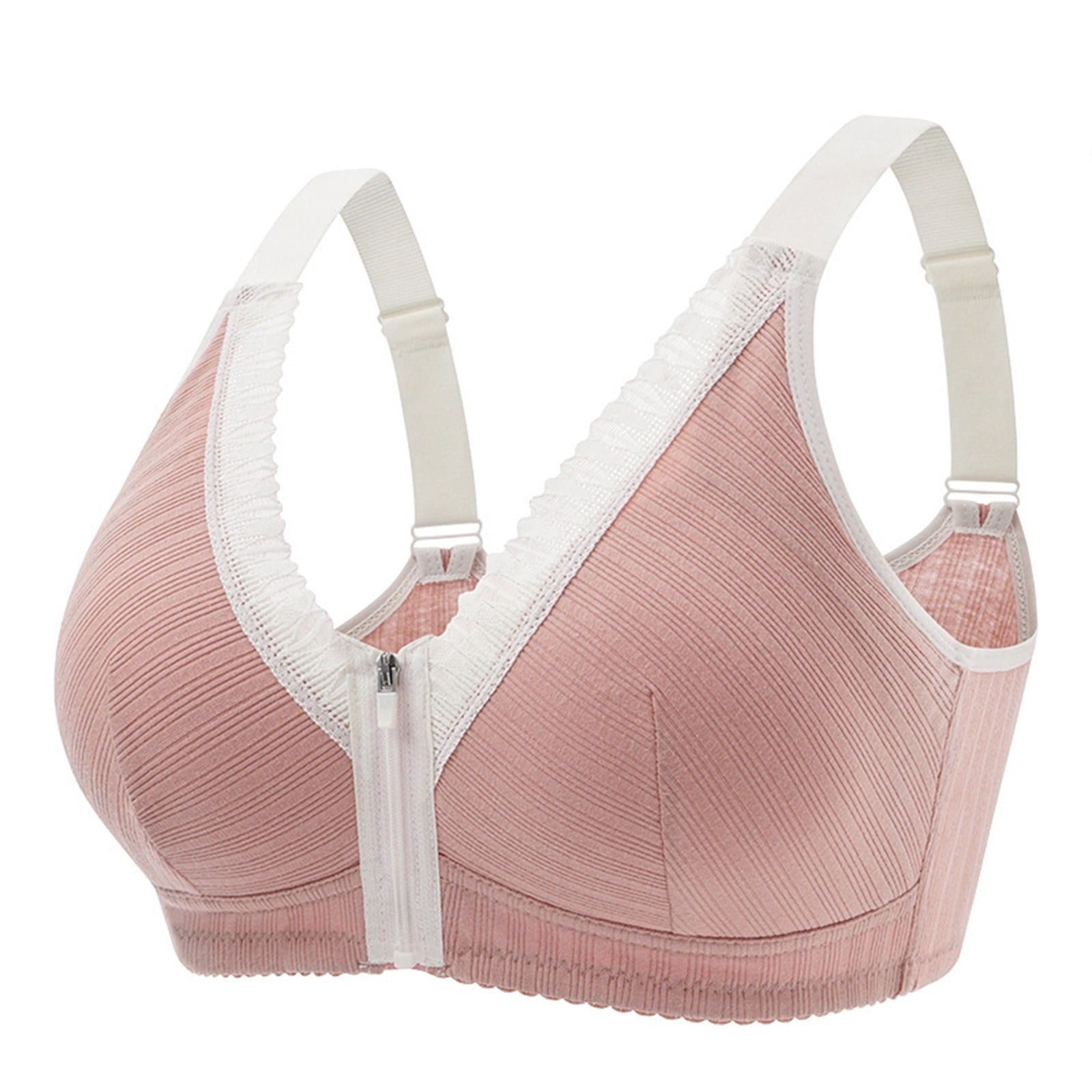 Bigersell Front Closure Wireless Bras for Women Zipper Front Close Bra ...
