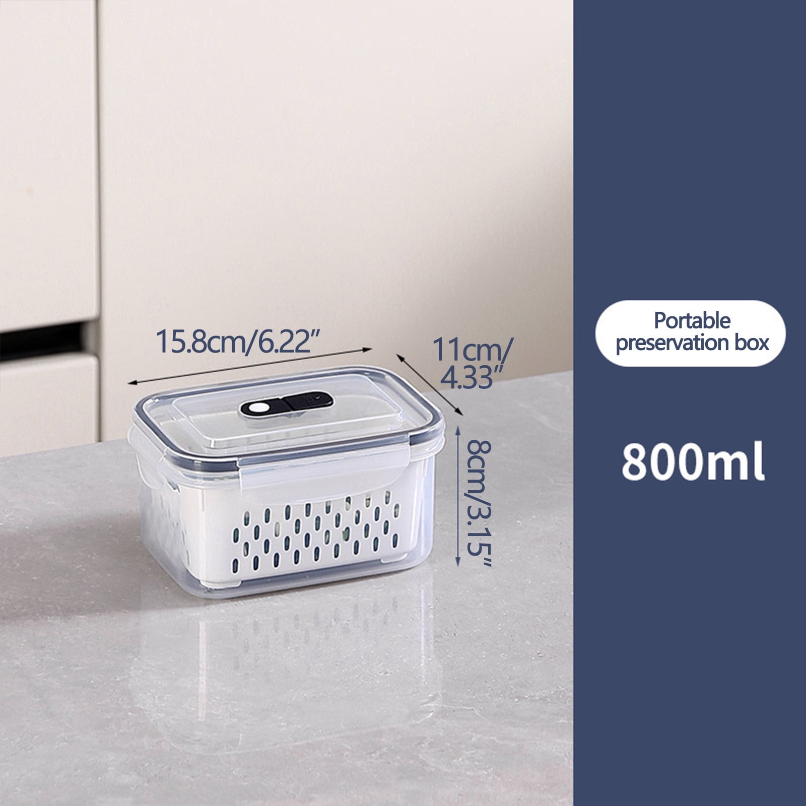 Bigersell Fruit Storage Containers Strainer Airtight Lids Fridge Food ...