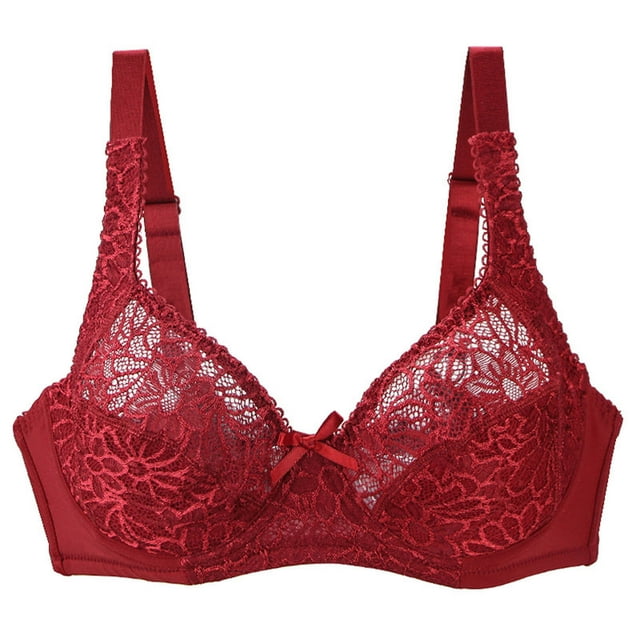 Bigersell Full-Coverage Bras for Women Plus Size Lace V-Neck Wireless ...