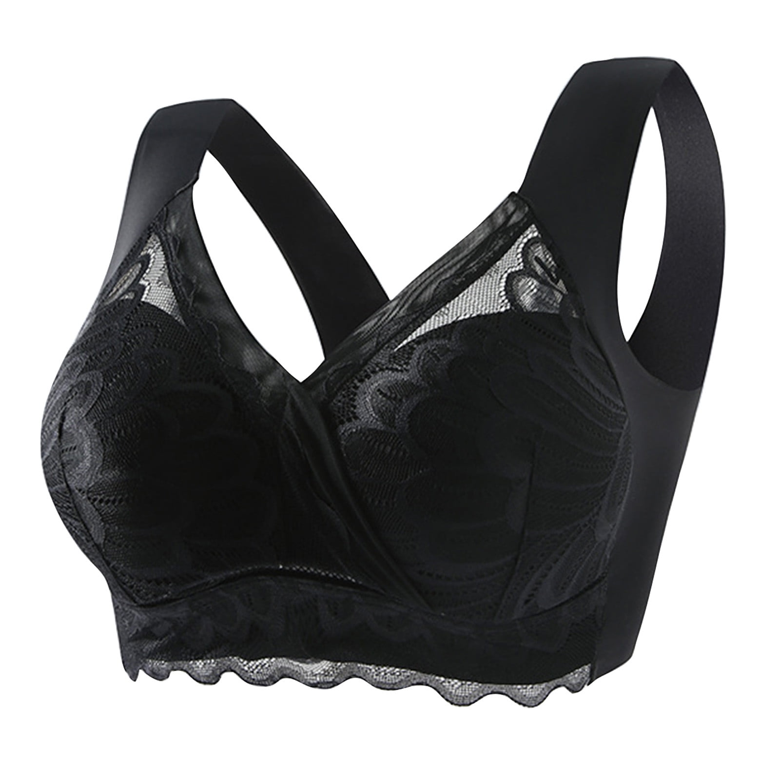 Bigersell Full-Coverage Bras for Women Plus Size V-Neck Mesh Lace Bra ...