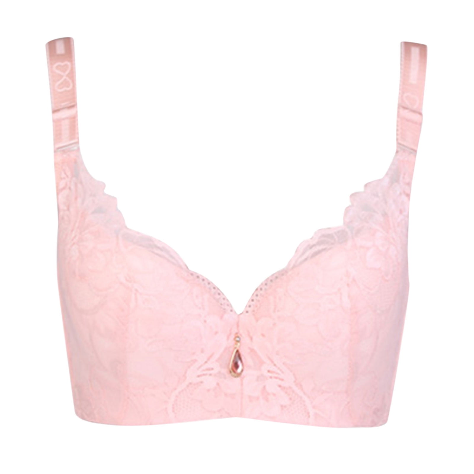 Bigersell Full-Coverage Wirefree Bra Women Solid Lace Push-up Bra ...