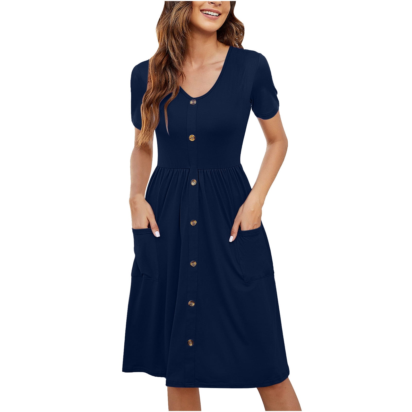 Bigersell Gowns and Evening Dresses Clearance Female Button-Donw Short ...