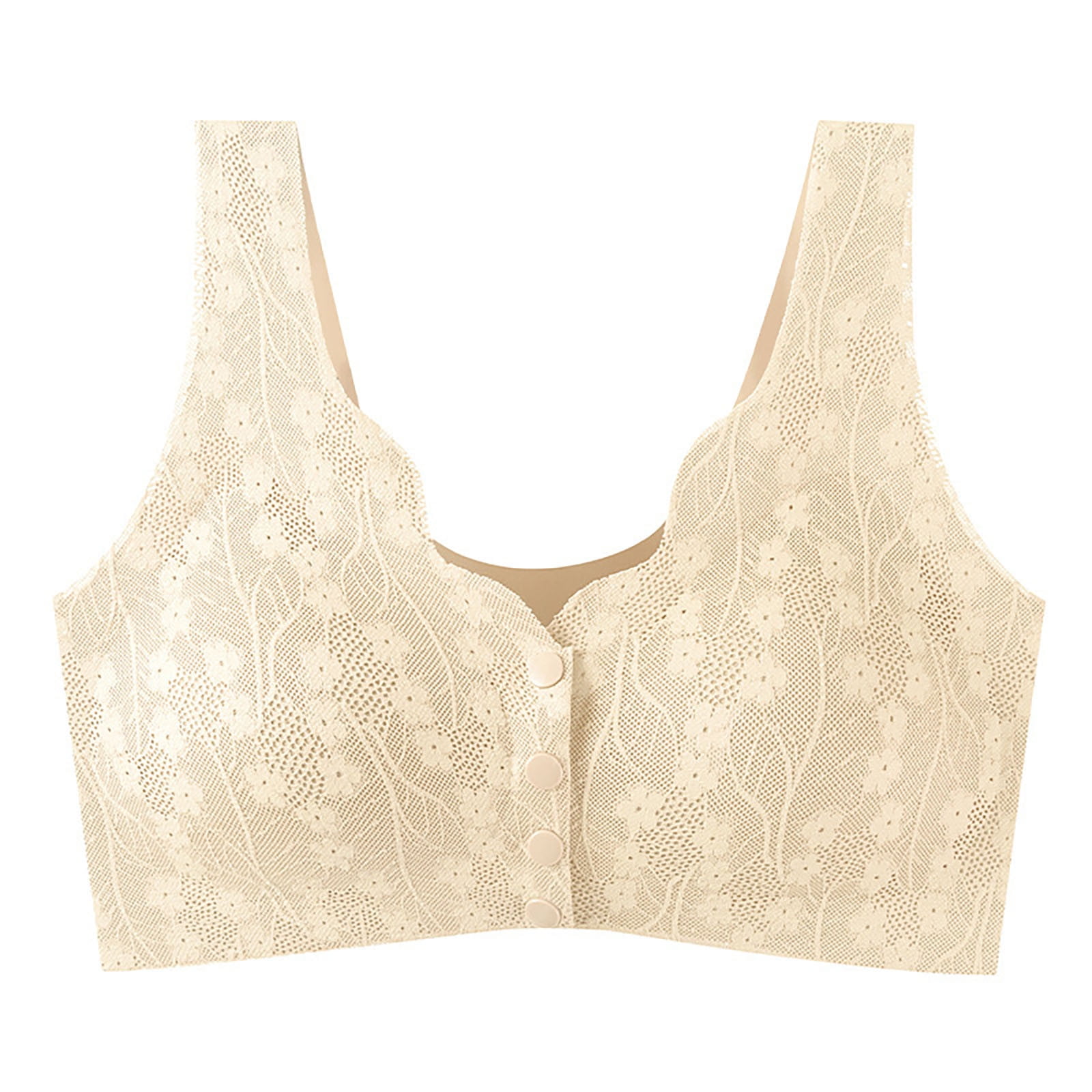 Bigersell Lace Bralette 4 Snaps Bras for Senior Women Front Snap ...