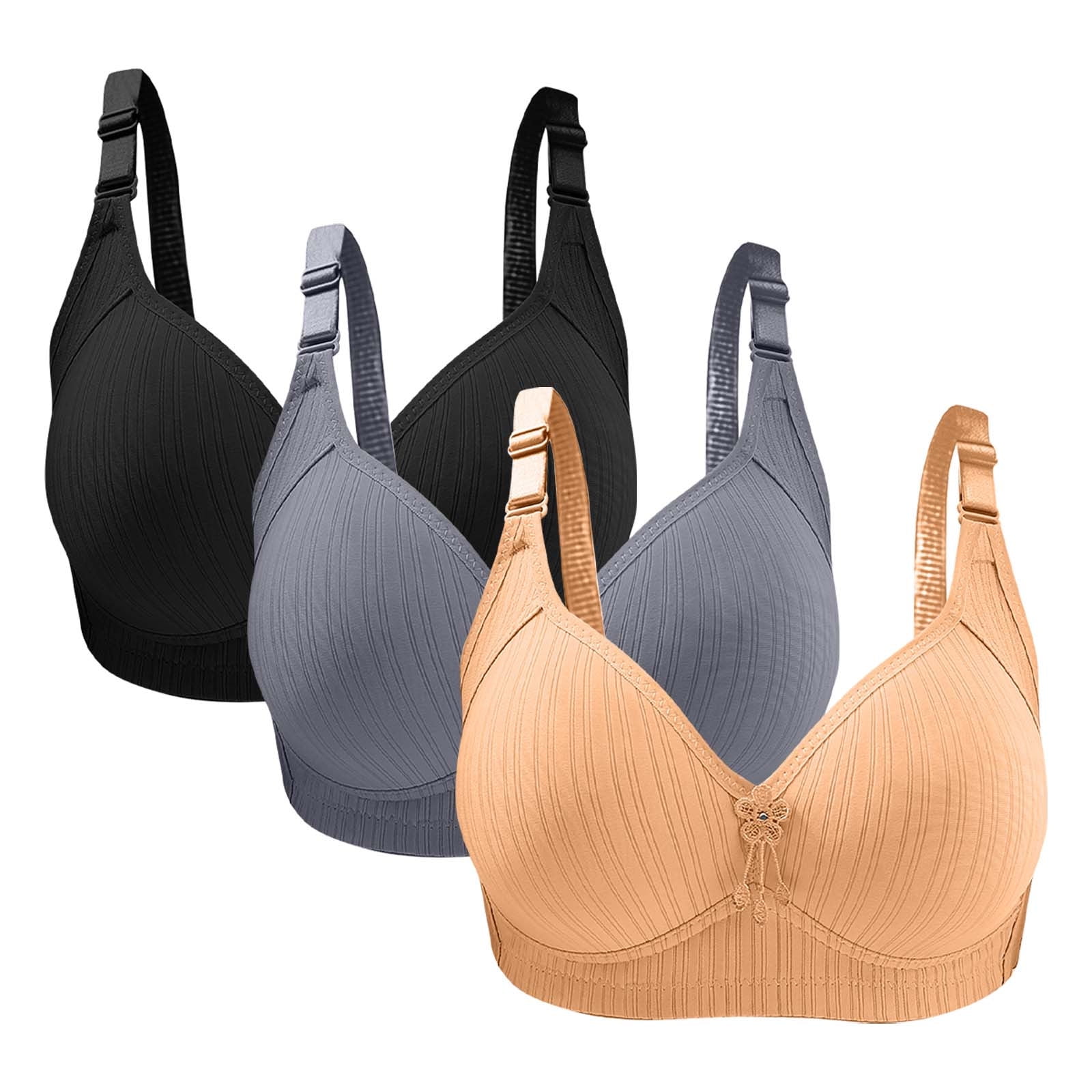 Bigersell Lace Bras Pack Discouts 3pc Woman's Plus Size Solid Color ...