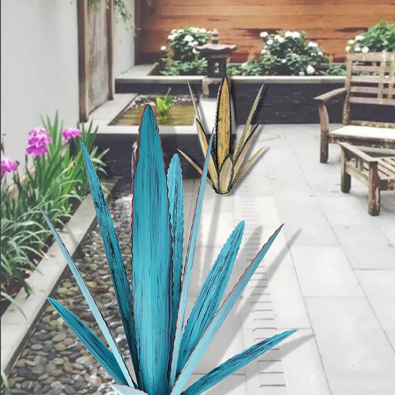 Bigersell Metal Flowers Outdoor Decor Rustic Hand Painted Metal Plant ...