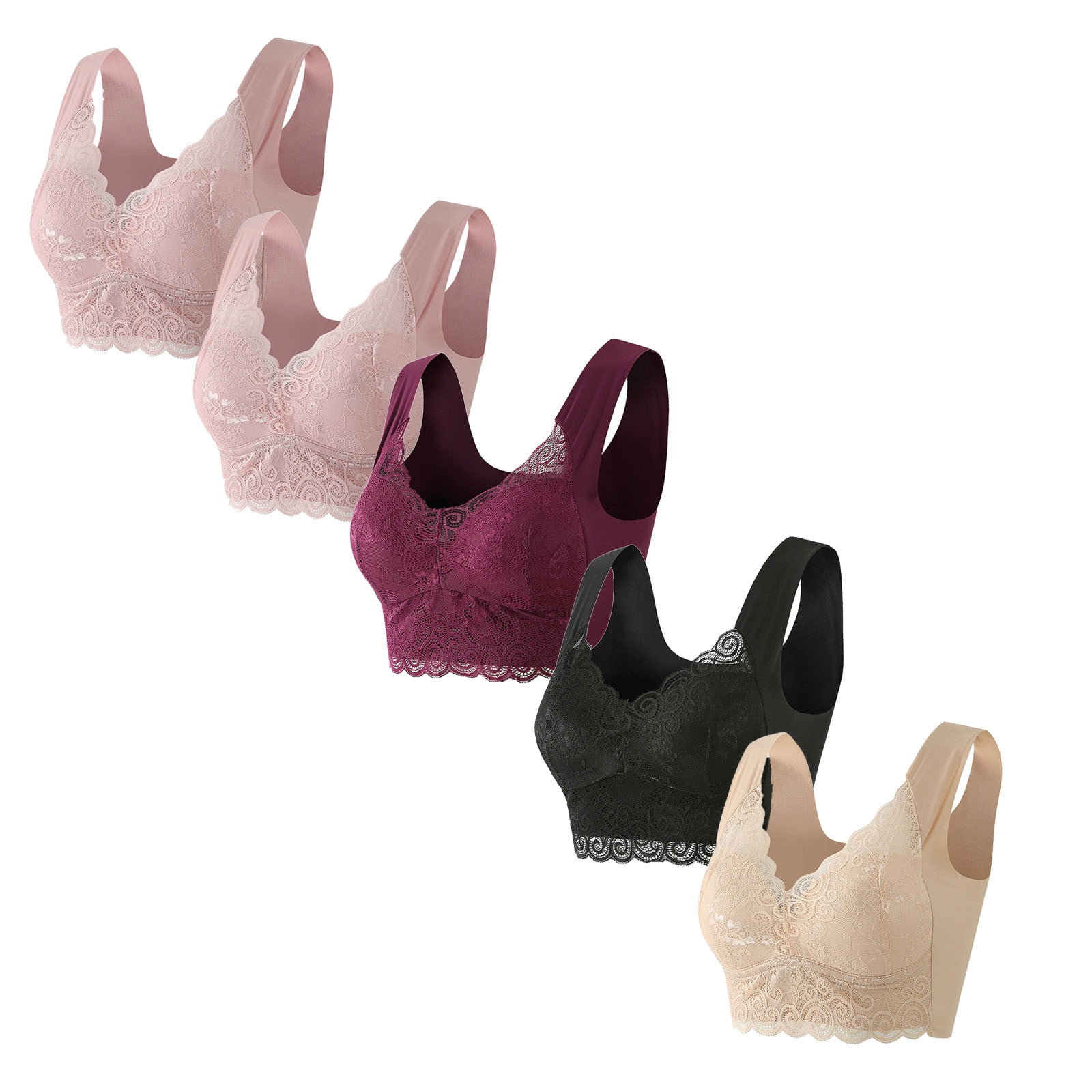 Bigersell No Cup Bras Pack for Women Deals 5pc Fashion Woman's Lace ...