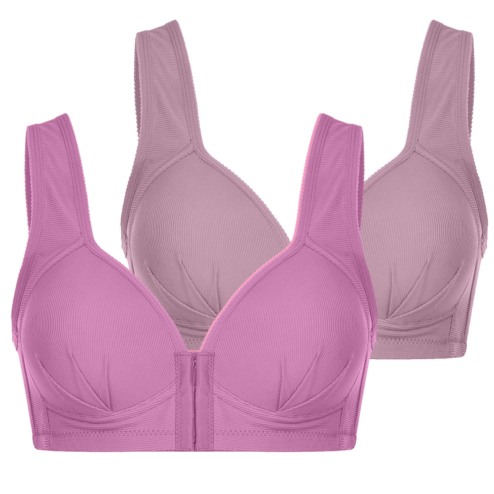 Bigersell Padded Bras for Women 2pc V-Neck Wire-Free Bra Support Women ...