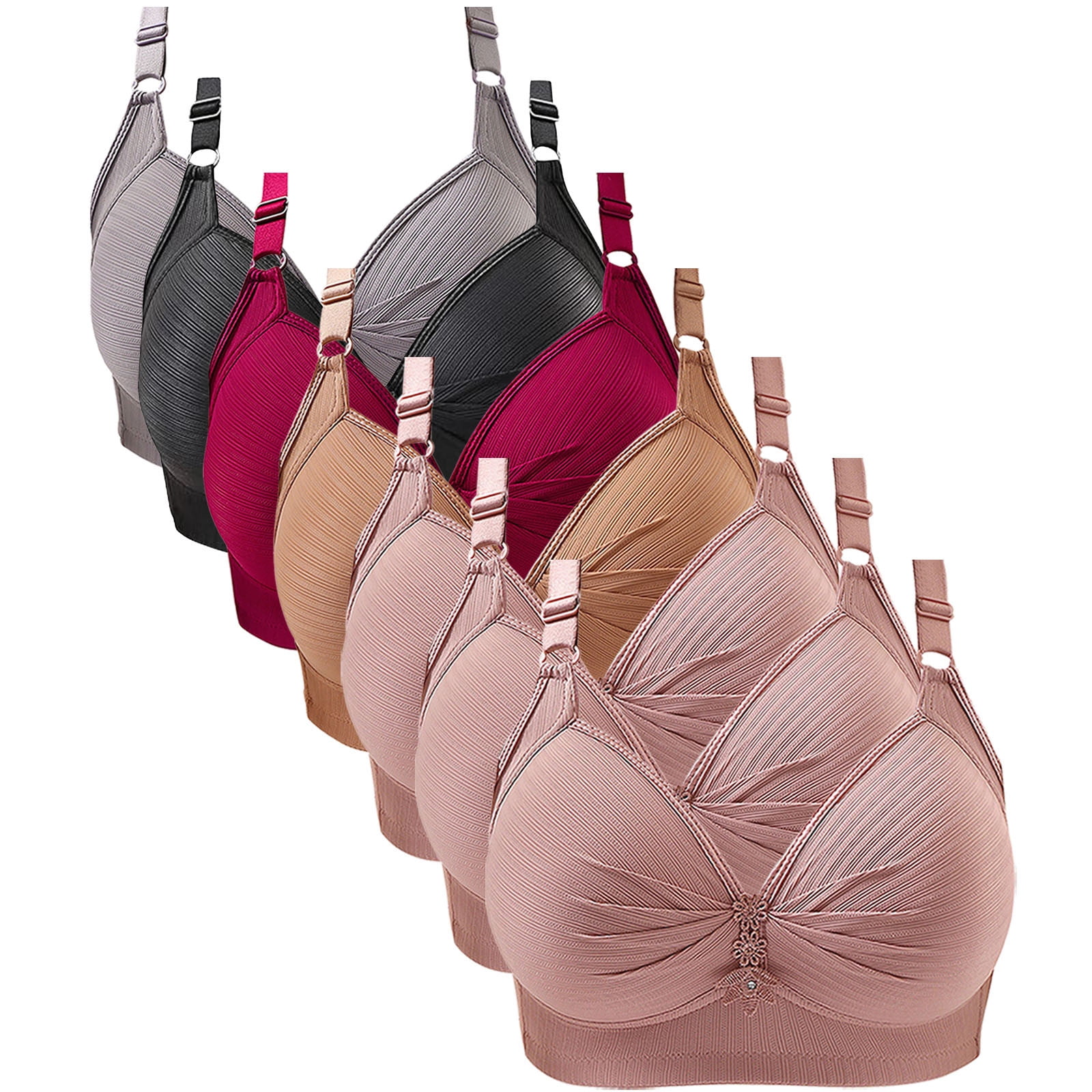 Bigersell Padded Push up Bras Pack On Sale 7pc Woman's Solid Color ...