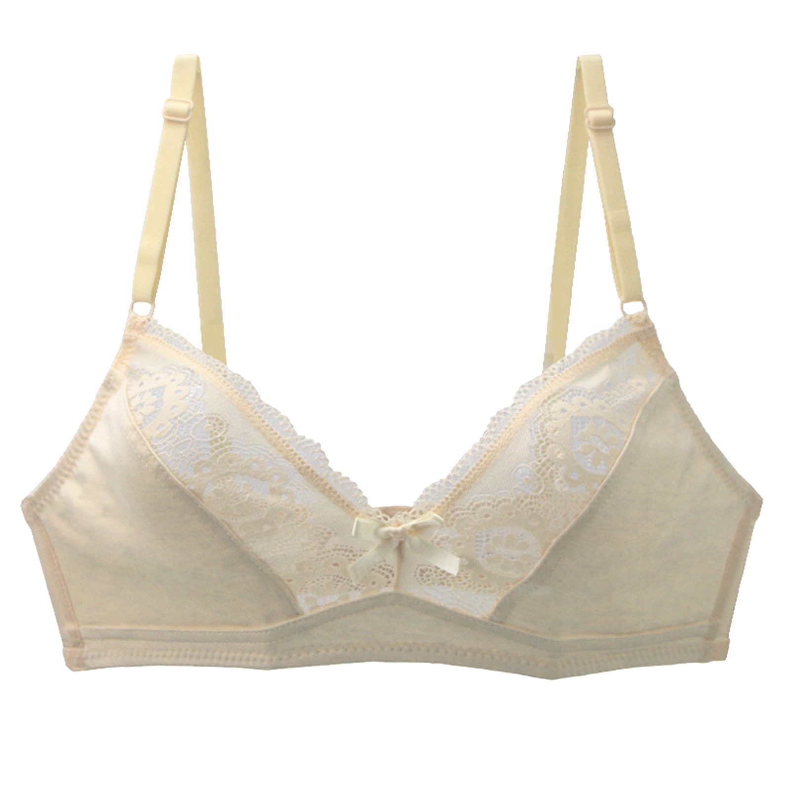 Bigersell Plus Size Wire-Free Bras for Women Lace Trim V-Neck Full ...