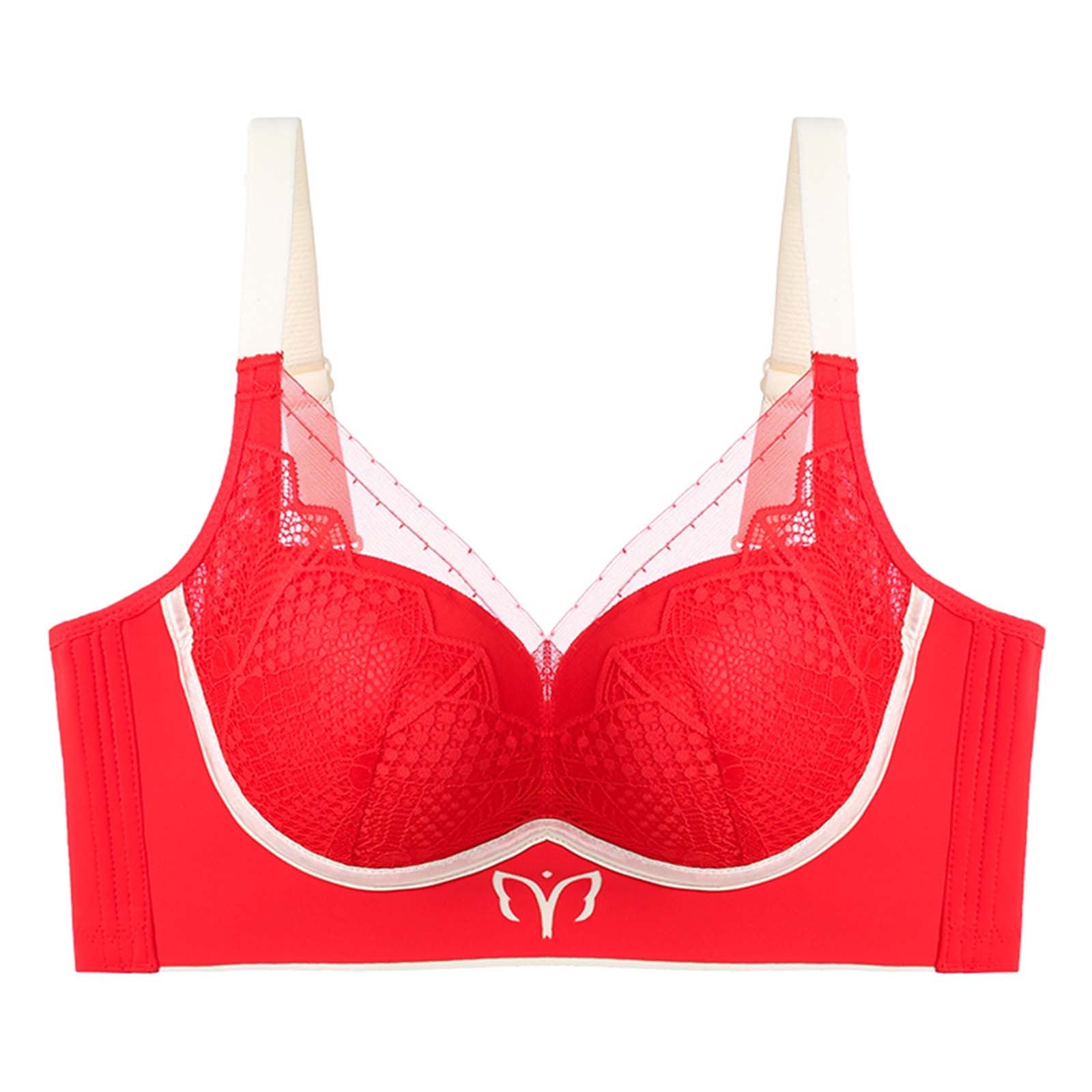 Bigersell Push up Bra for Women Mesh Lace V-Neck Wireless Bras Comfort ...