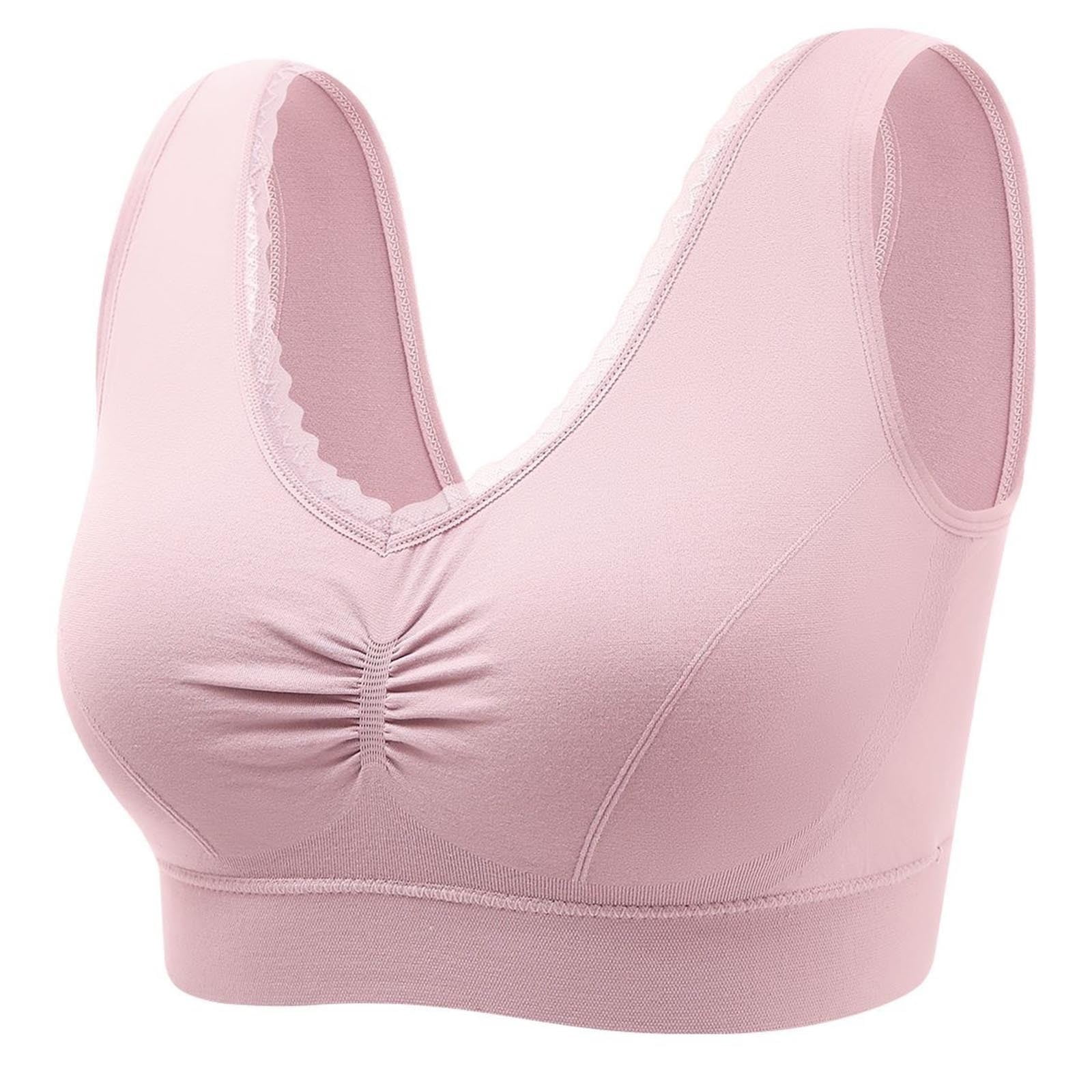 Bigersell Running Sports Bras for Women Front Ruched Wireless Pullover ...