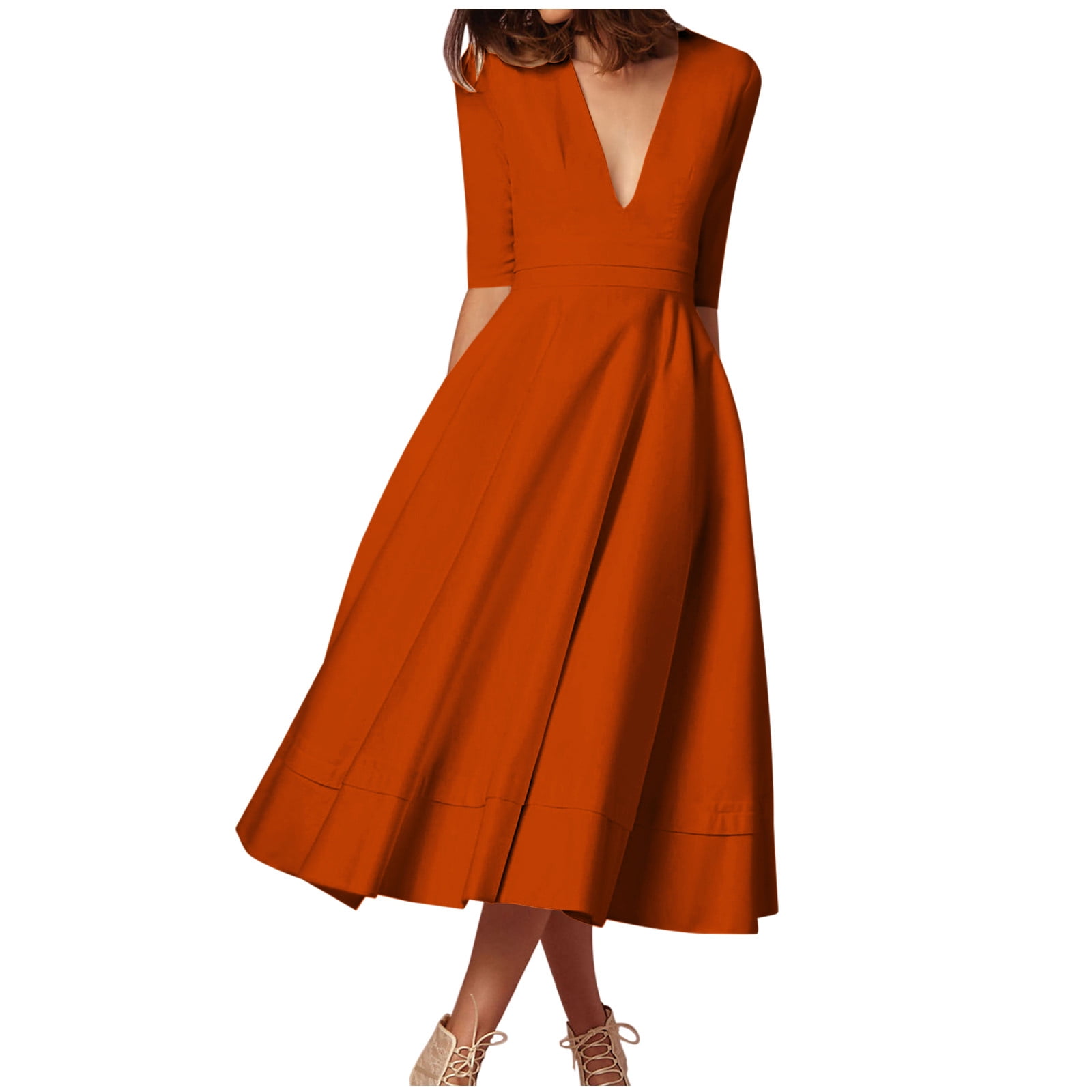 Bigersell Spaghetti Strap Dresses for Women Clearance Female V-Neck ...