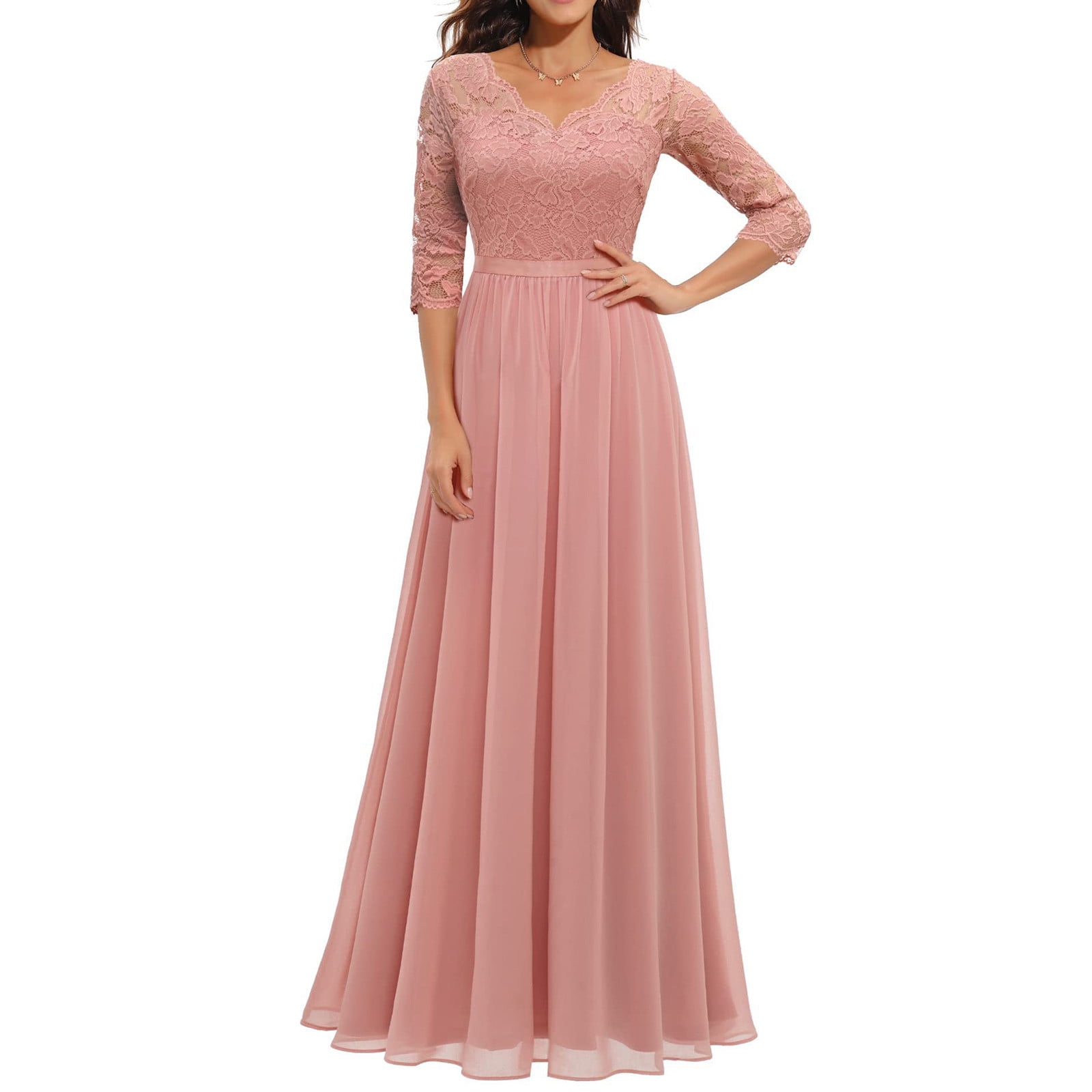 Bigersell Summer Midi Dresses for Women Clearance Female V-Neck 3/4 ...