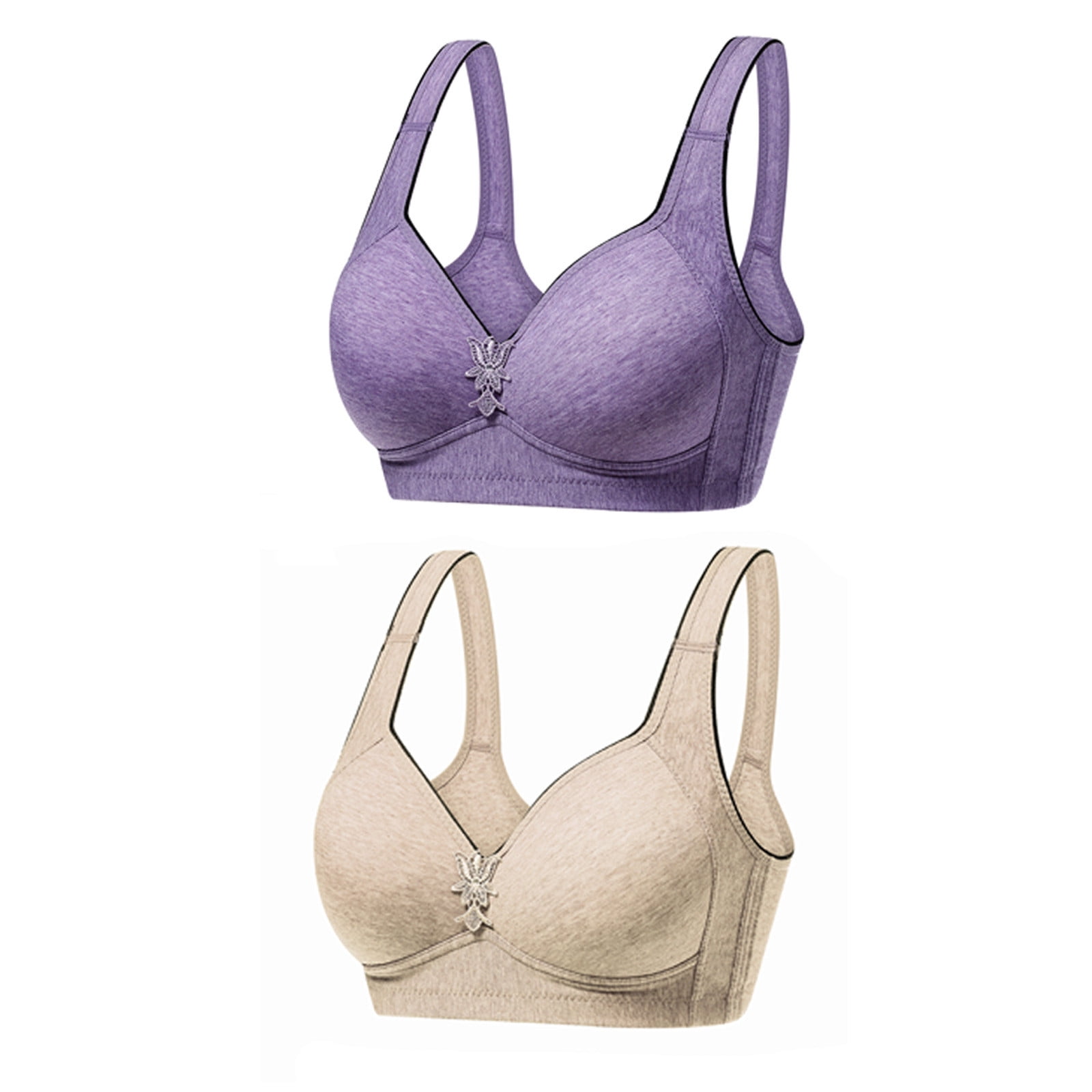 Bigersell Tank Tops with Built in Bras 2pc V-Neck Wire-Free Bra Support ...