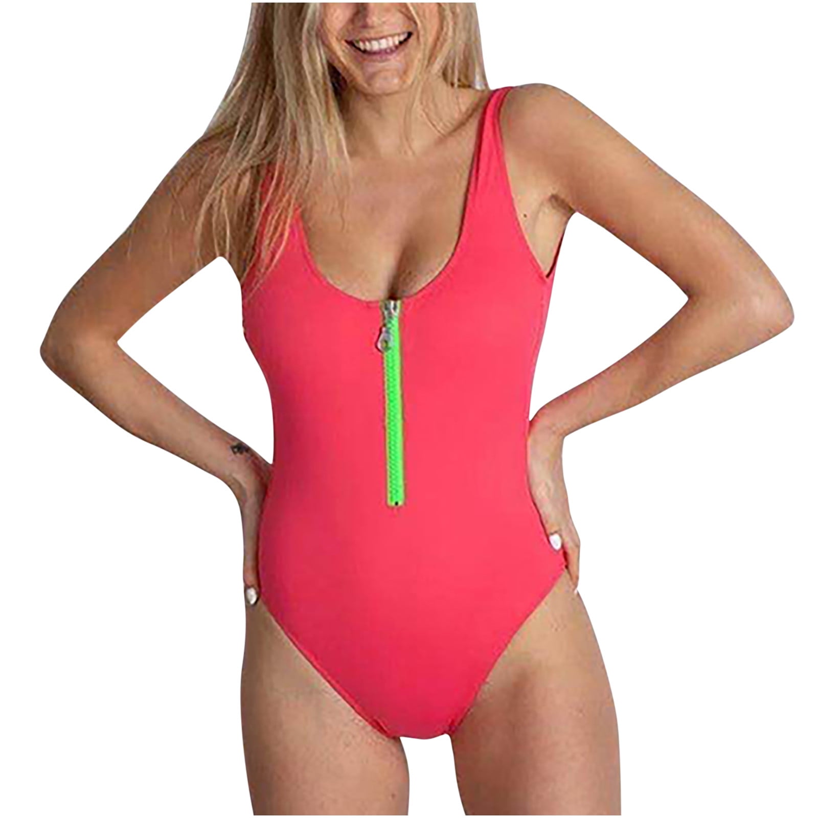 Bigersell Thong One Piece Swimsuit Women Fashion Bikini Solid One Piece