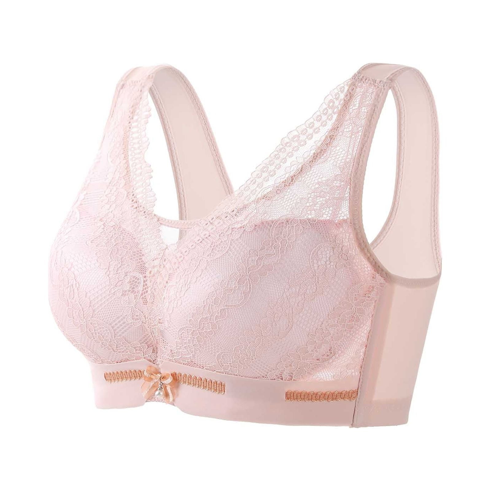 Bigersell Tshirt Bras for Women Lace Trim U-Neck Push up Bras Lightly ...