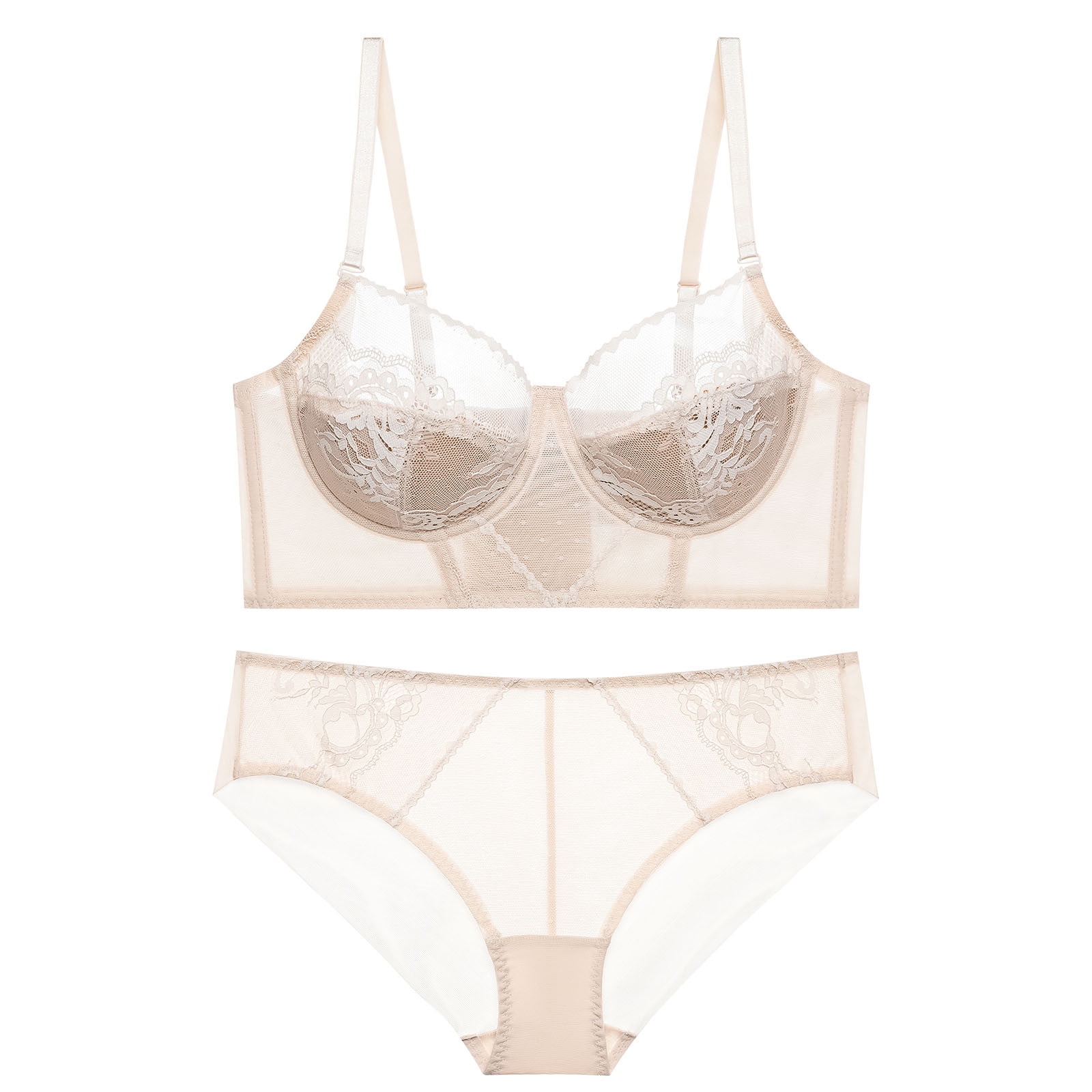 Bigersell Wireless Bra for Women Lace Thin Soft Underwire Big Chest ...