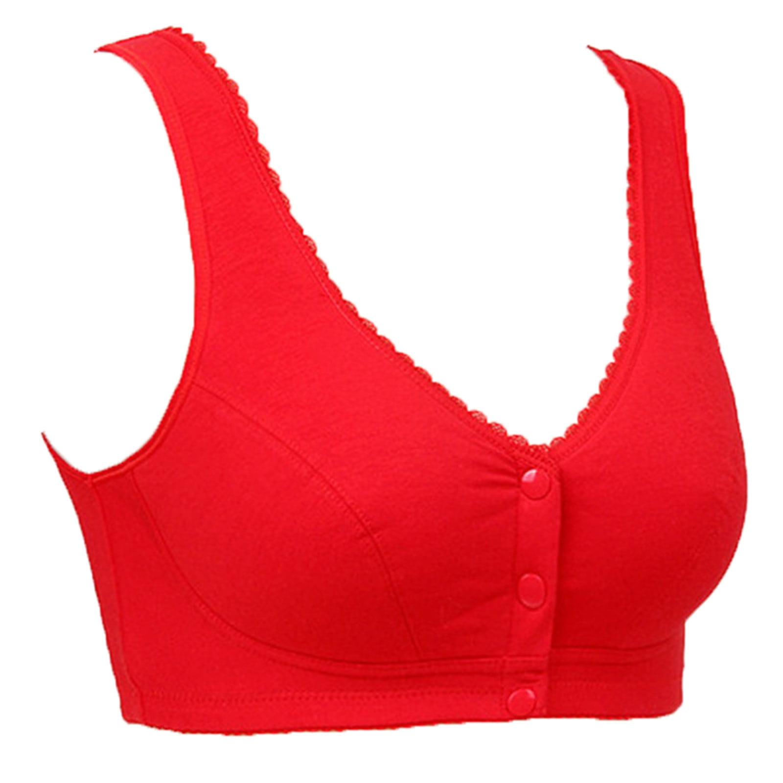 Bigersell Women Front Closure Bras Lace Trim V-Neck Front Snap Push up ...