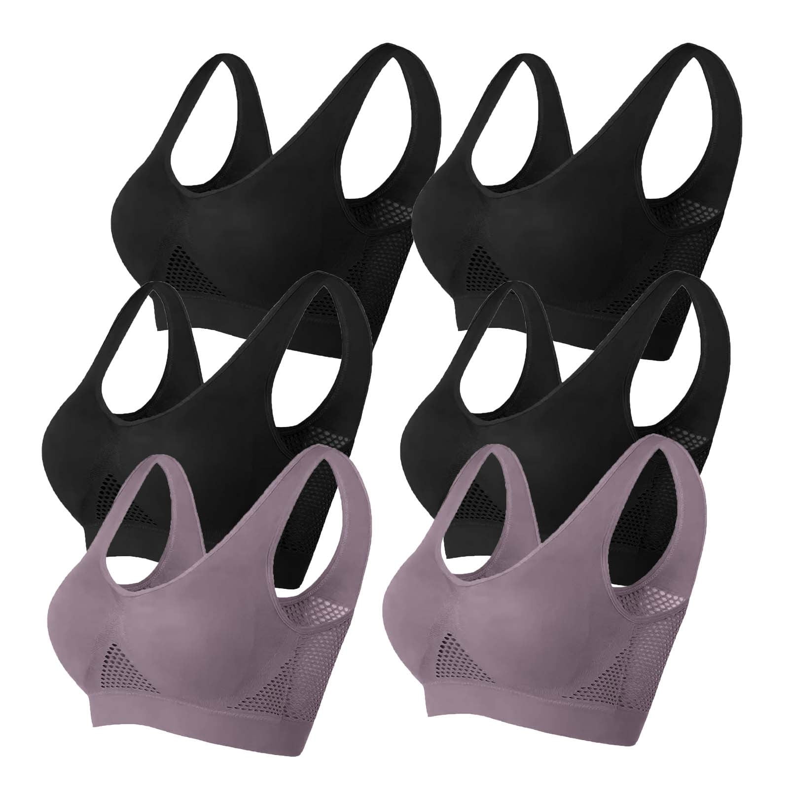 Bigersell Women Plus Size Sports Bras 6 Pack Push up Wireless Bra 6 ...