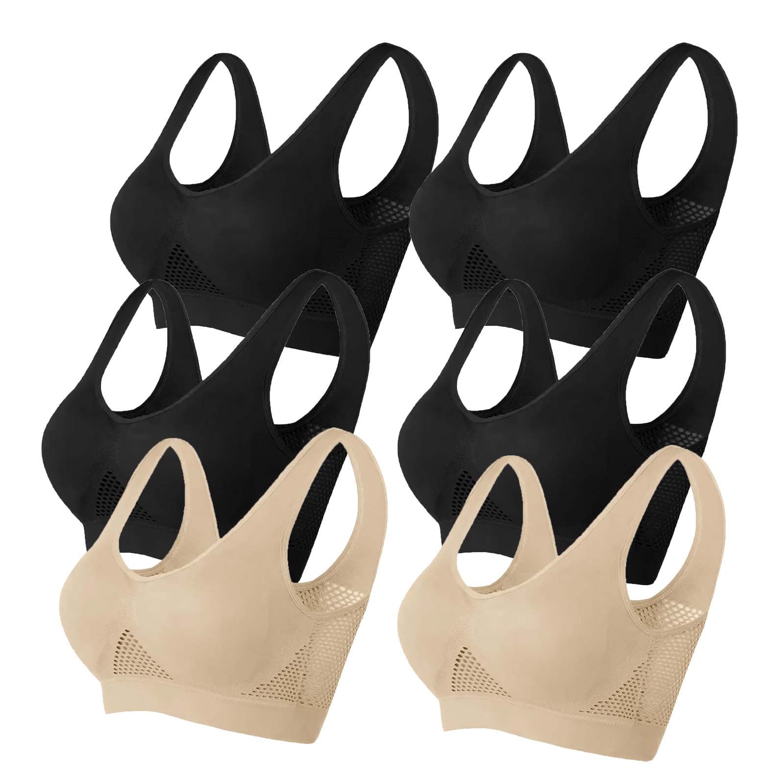 Bigersell Women Plus Size Sports Bras Push up Wireless Bra 6 Pack of ...