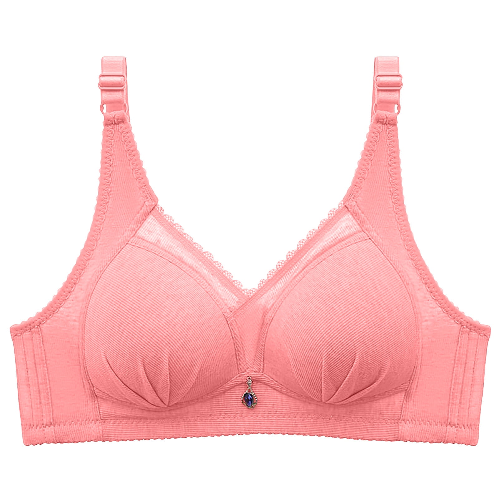 Bigersell Womens Plus Size Bra Lace V Neck Wireless Bras For Large