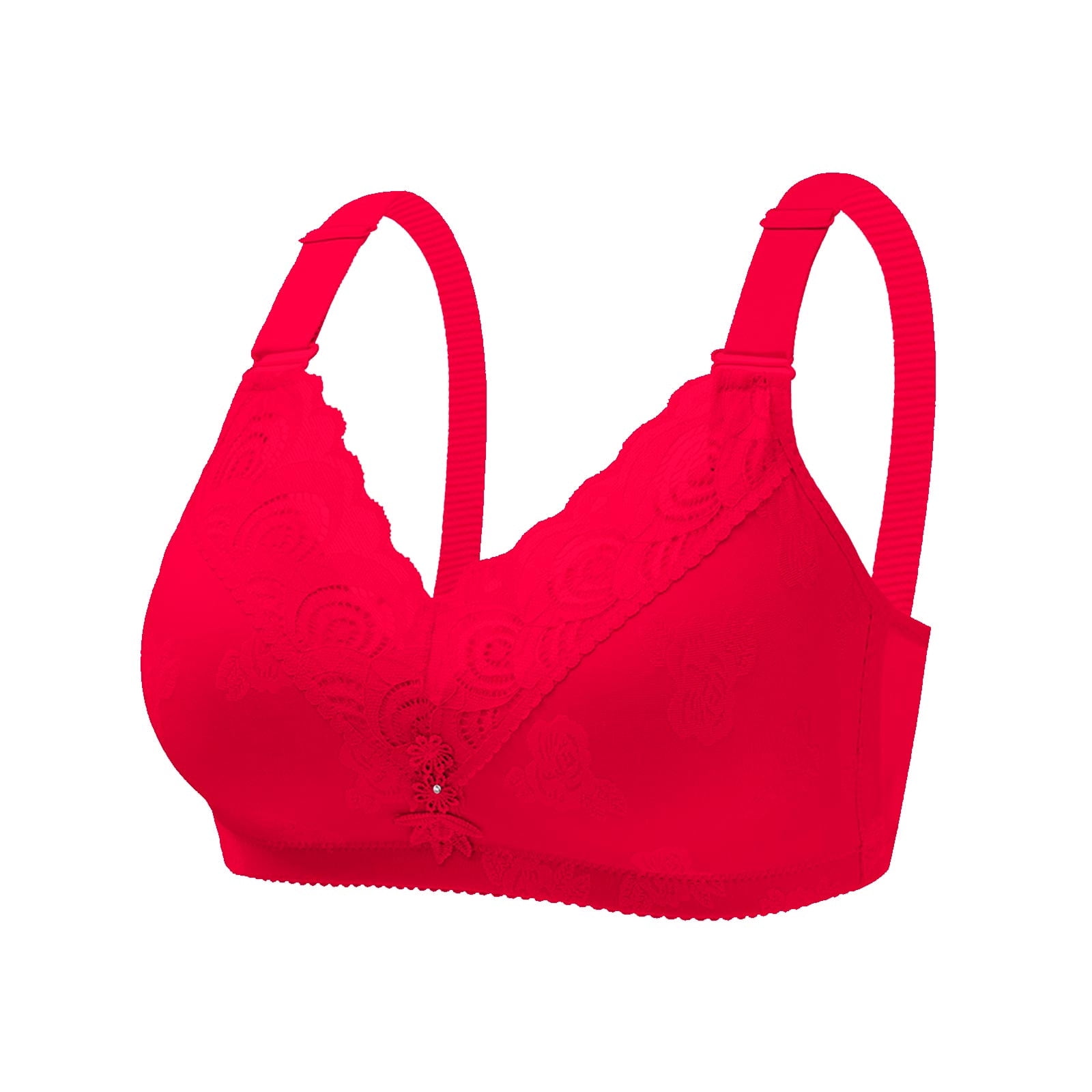 Bigersell Womens Bras No Underwire Full Support Lace Trim V Neck